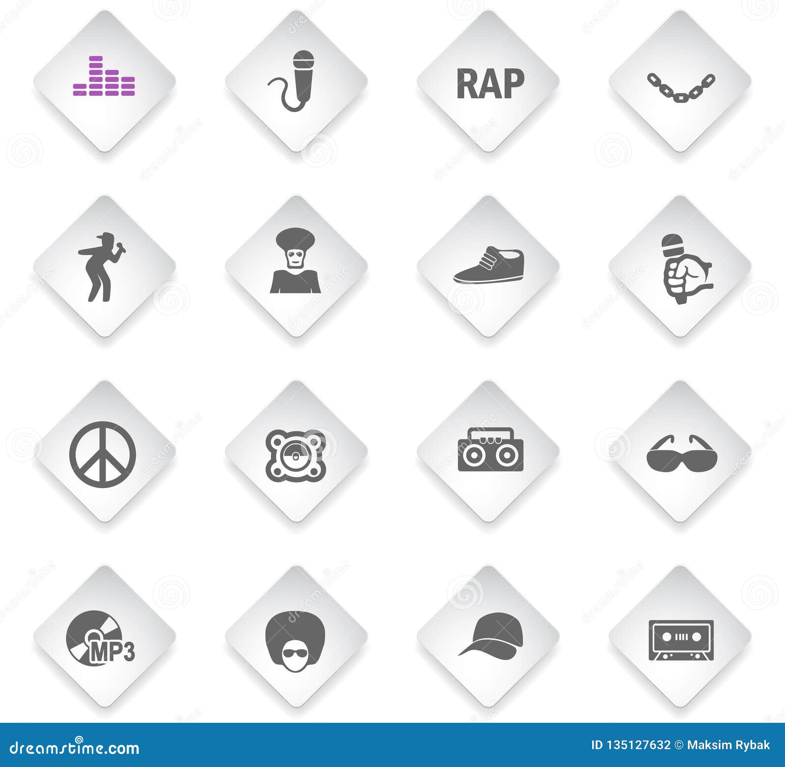 Rap icon set stock illustration. Illustration of footwear - 135127632