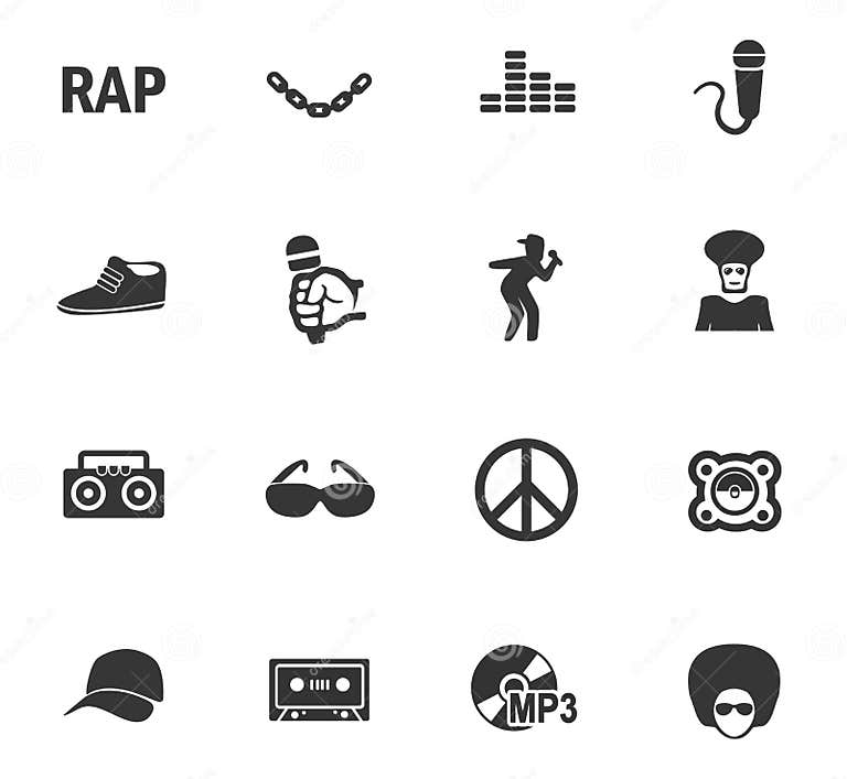 Rap icon set stock vector. Illustration of singer, symbol - 141488385