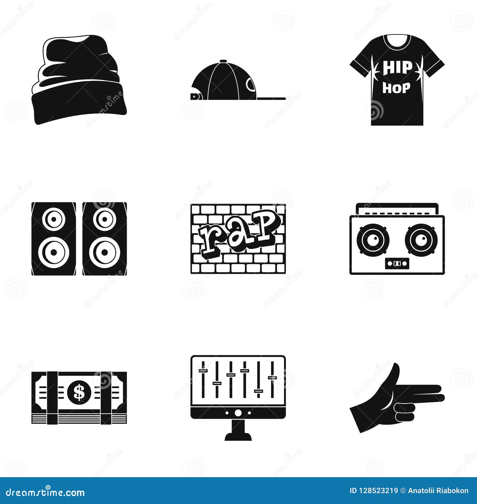 Rap icon set, simple style stock vector. Illustration of icon - 128523219