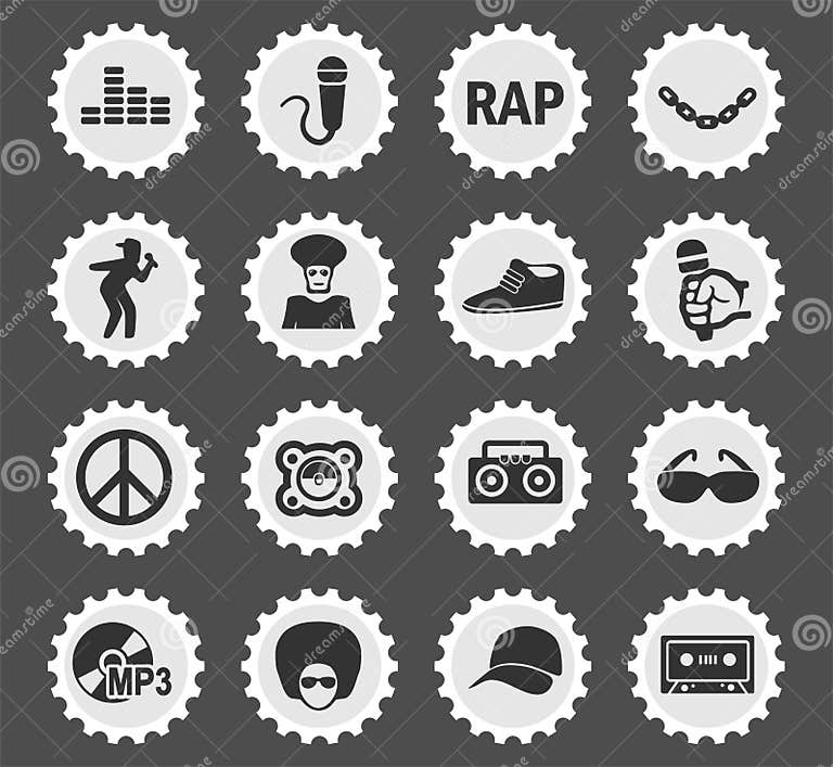 Rap icon set stock illustration. Illustration of hairstyle - 128424772