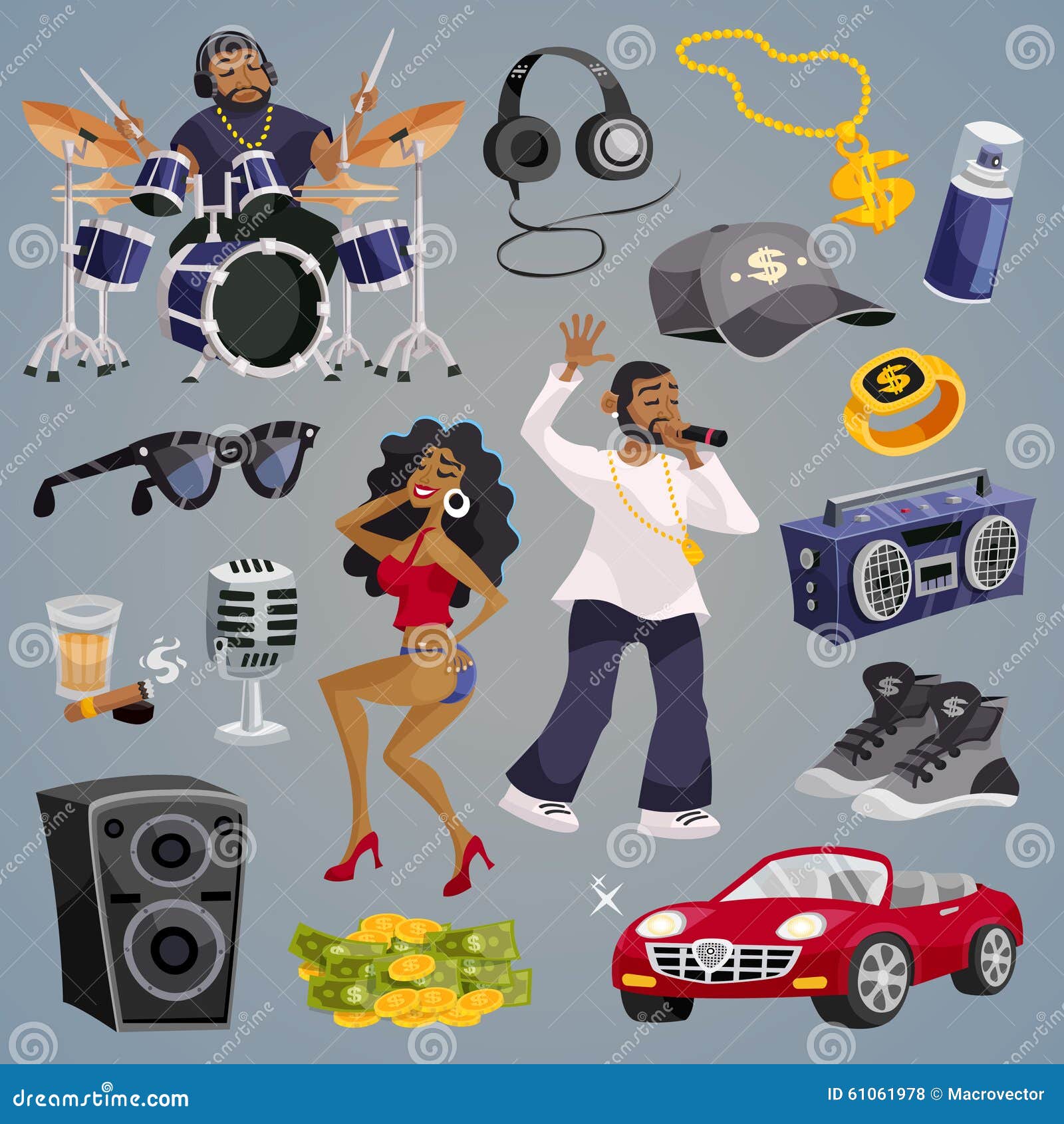 Rap Music Elements stock vector. Illustration of dance - 61061978