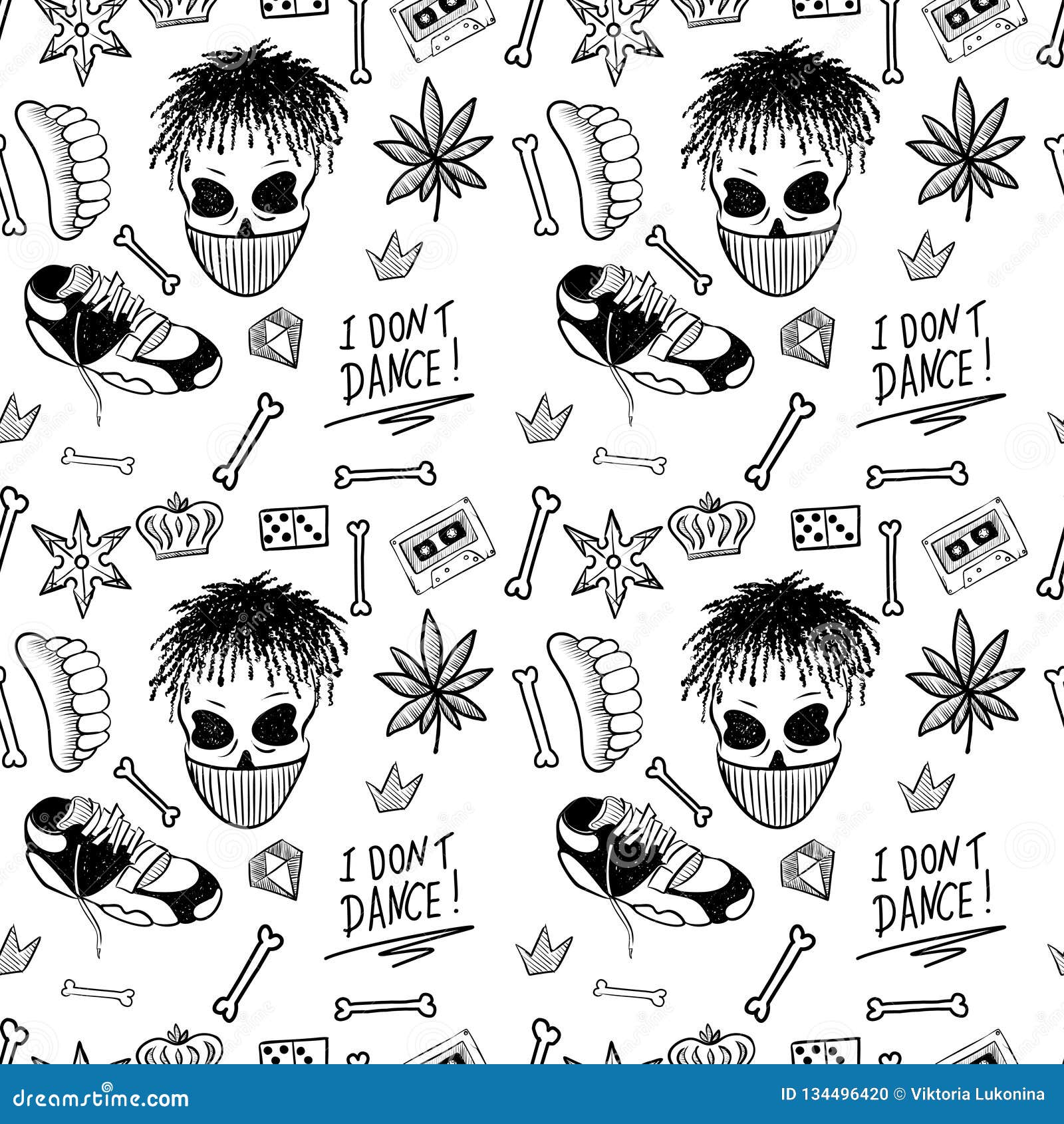 Rap Music. Hip Hop Doodle Pattern with Rap Attributes Stock Vector ...