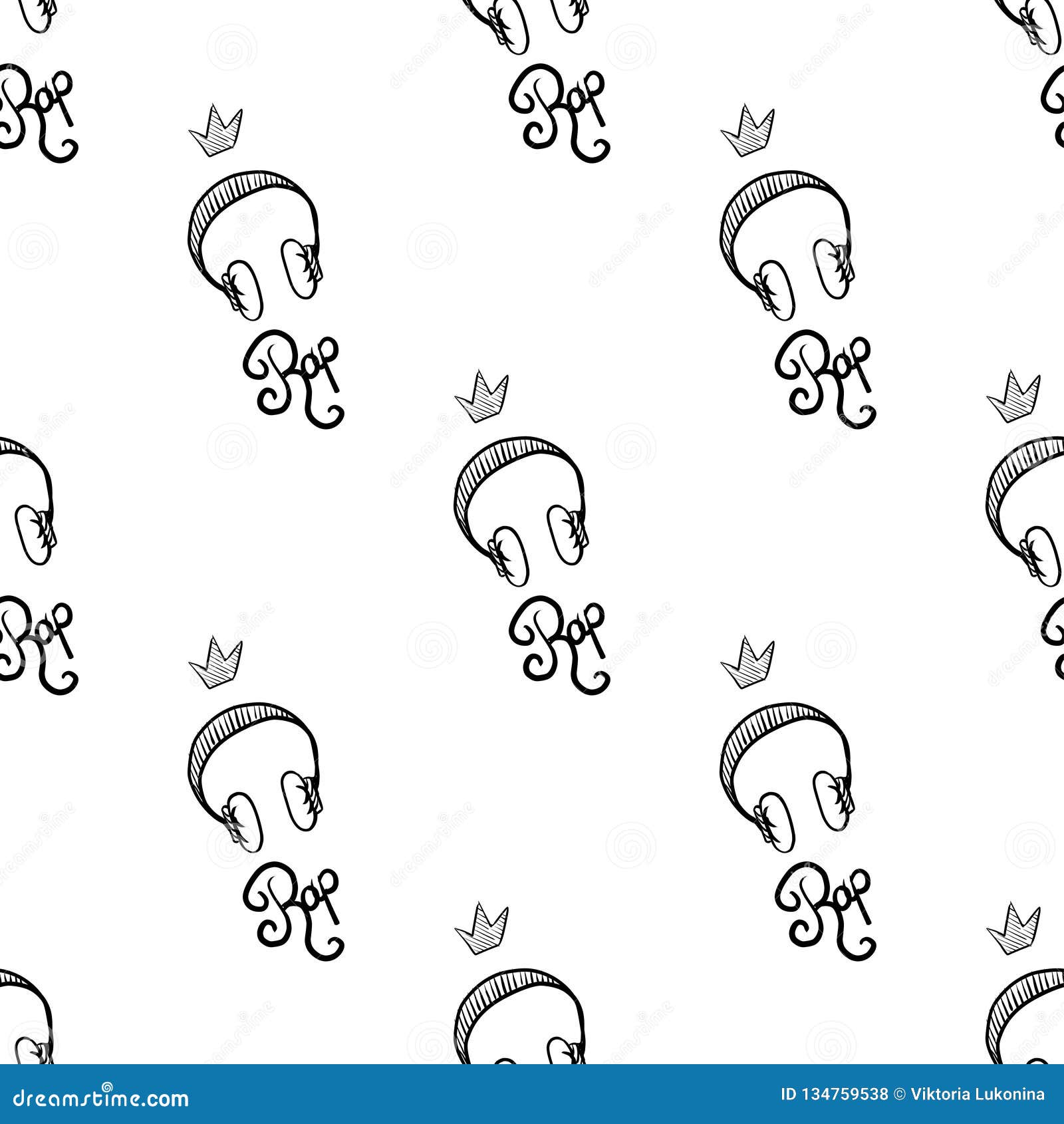Rap Music. Hip Hop Doodle Pattern with Rap Attributes Stock Vector ...