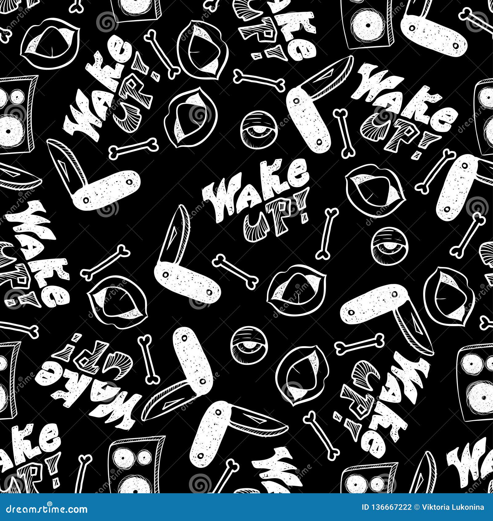 Rap Music. Hip Hop Doodle Pattern with Rap Attributes Stock Vector ...