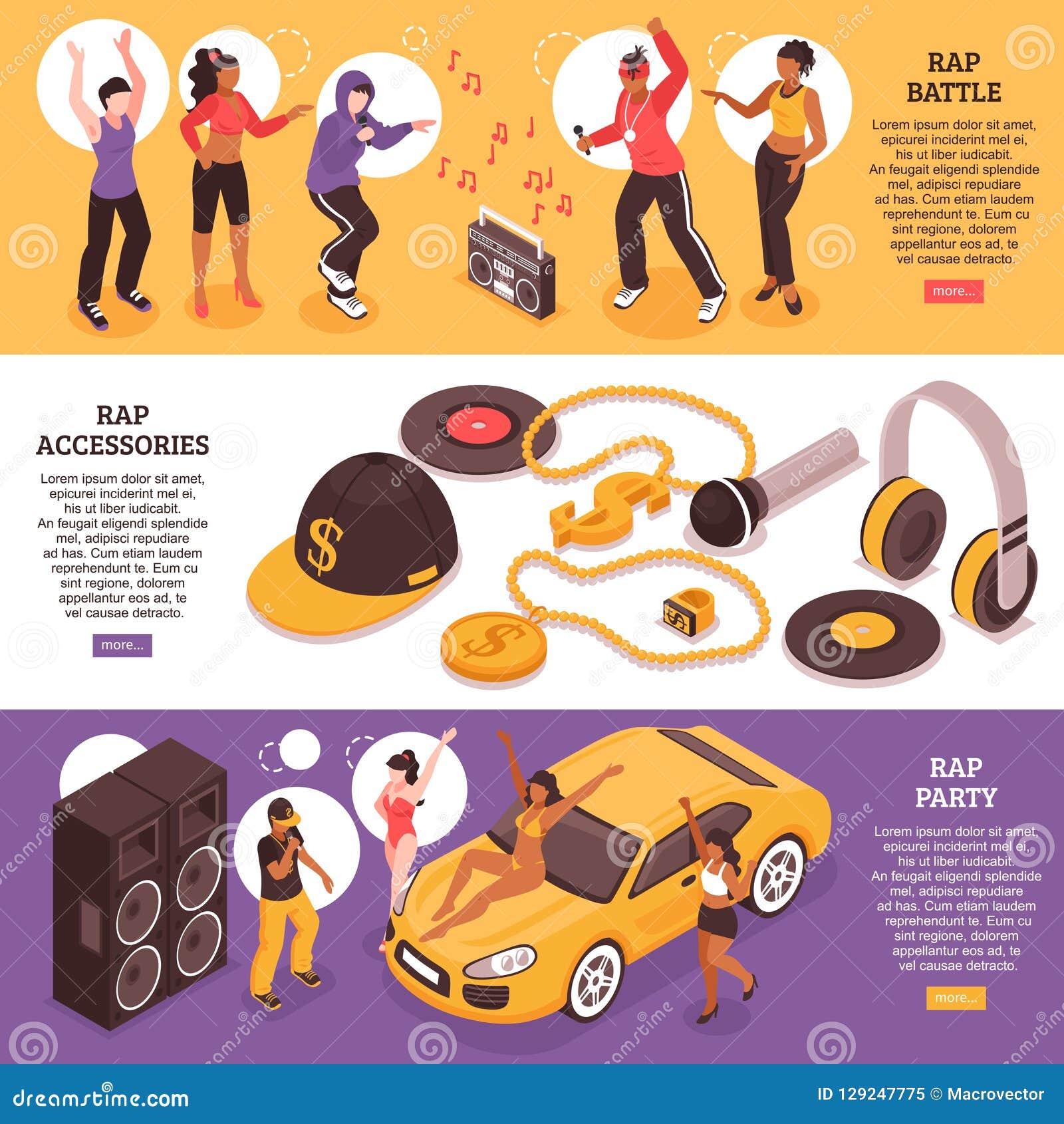 Rap Music Horizontal Banners Stock Vector - Illustration of advertising ...