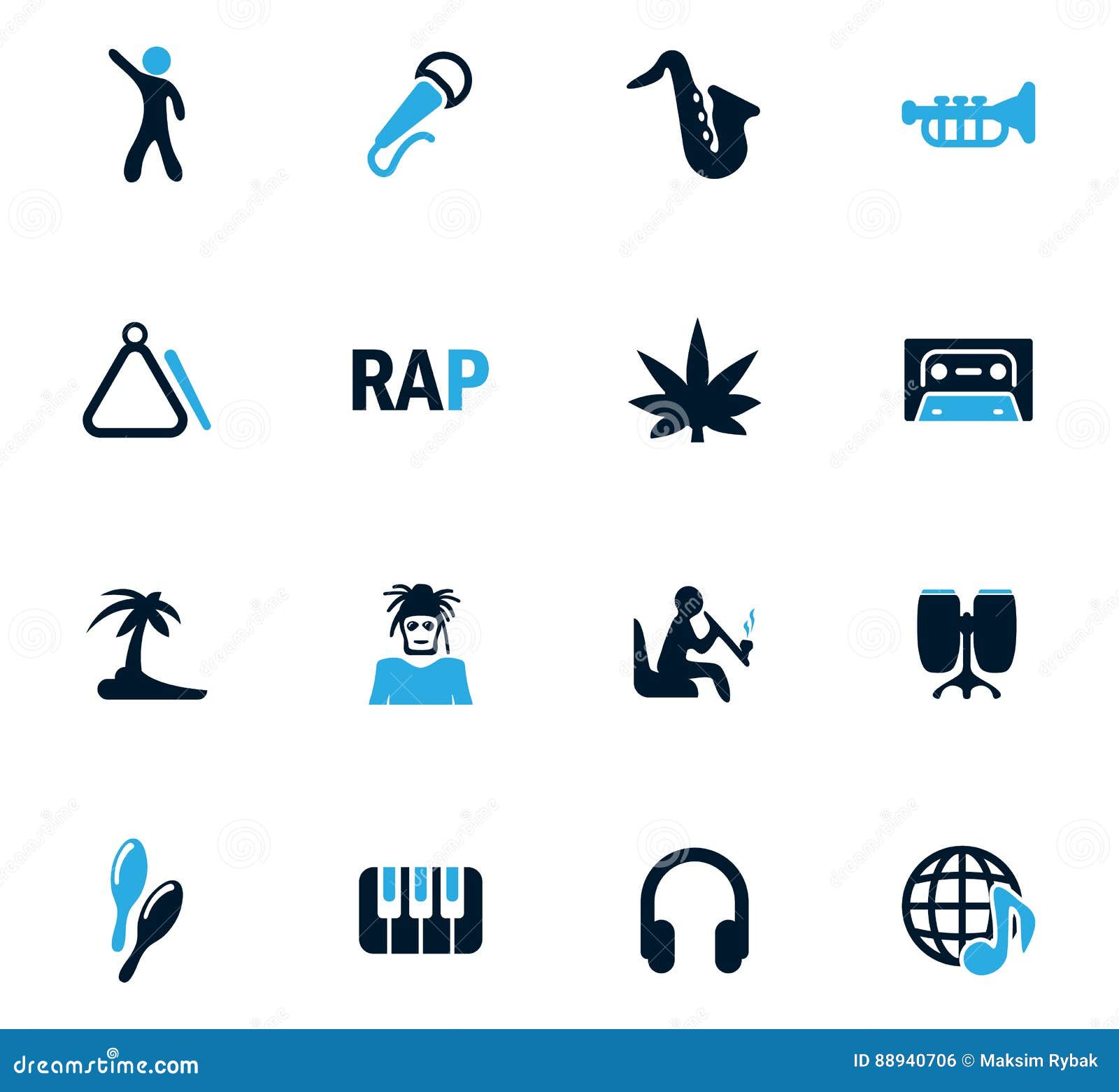 Rap Music icons set stock illustration. Illustration of background ...