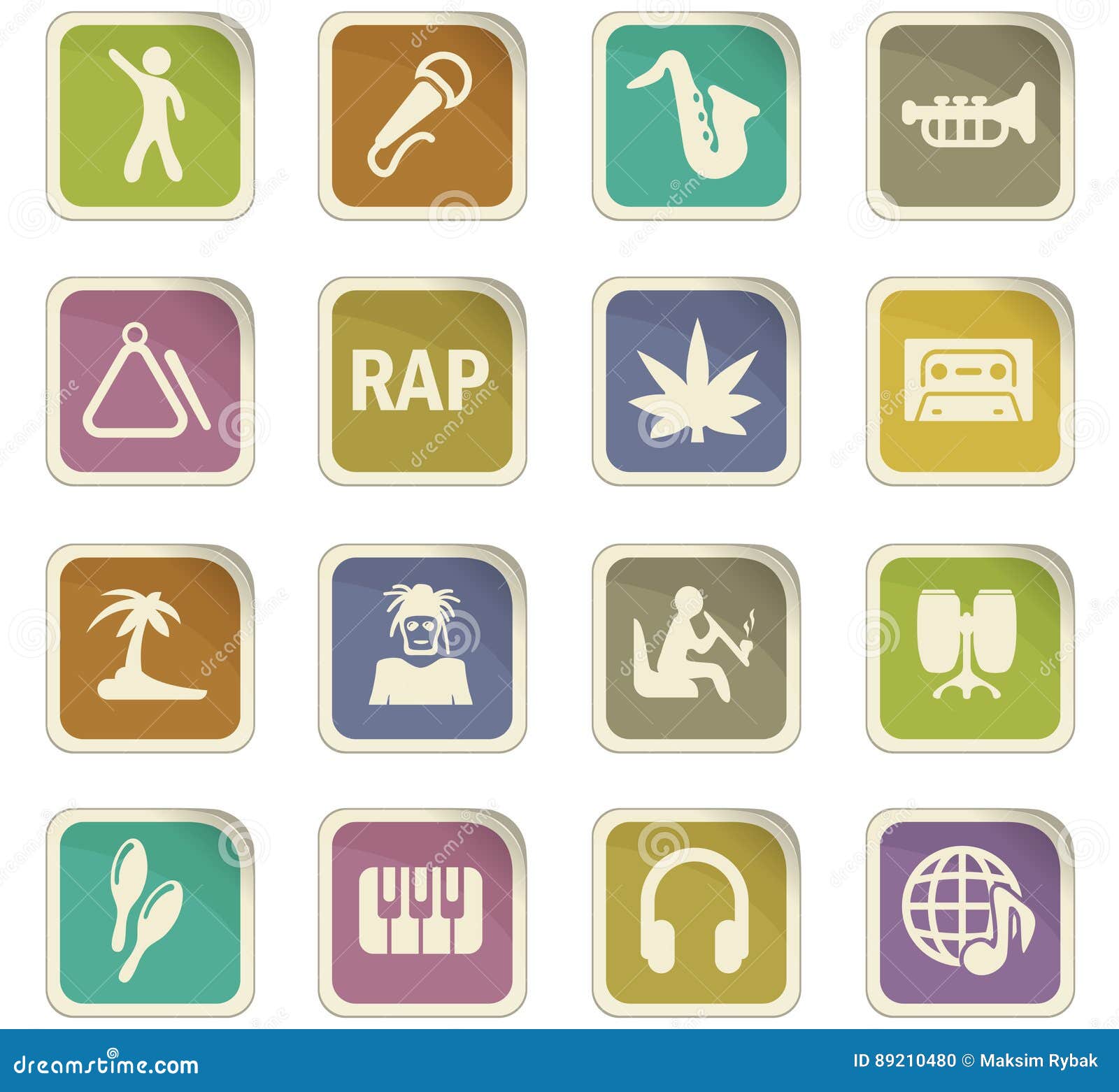 Rap Music icons set stock illustration. Illustration of saxophone ...