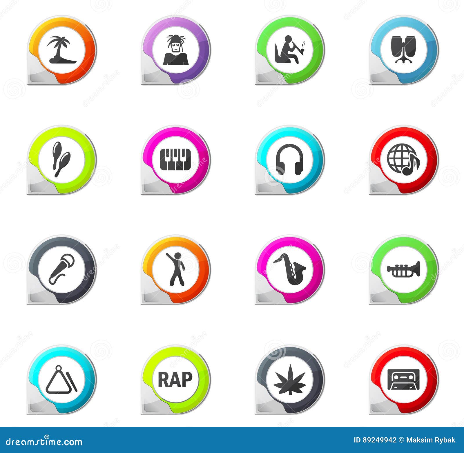 Rap Music icons set stock illustration. Illustration of design - 89249942