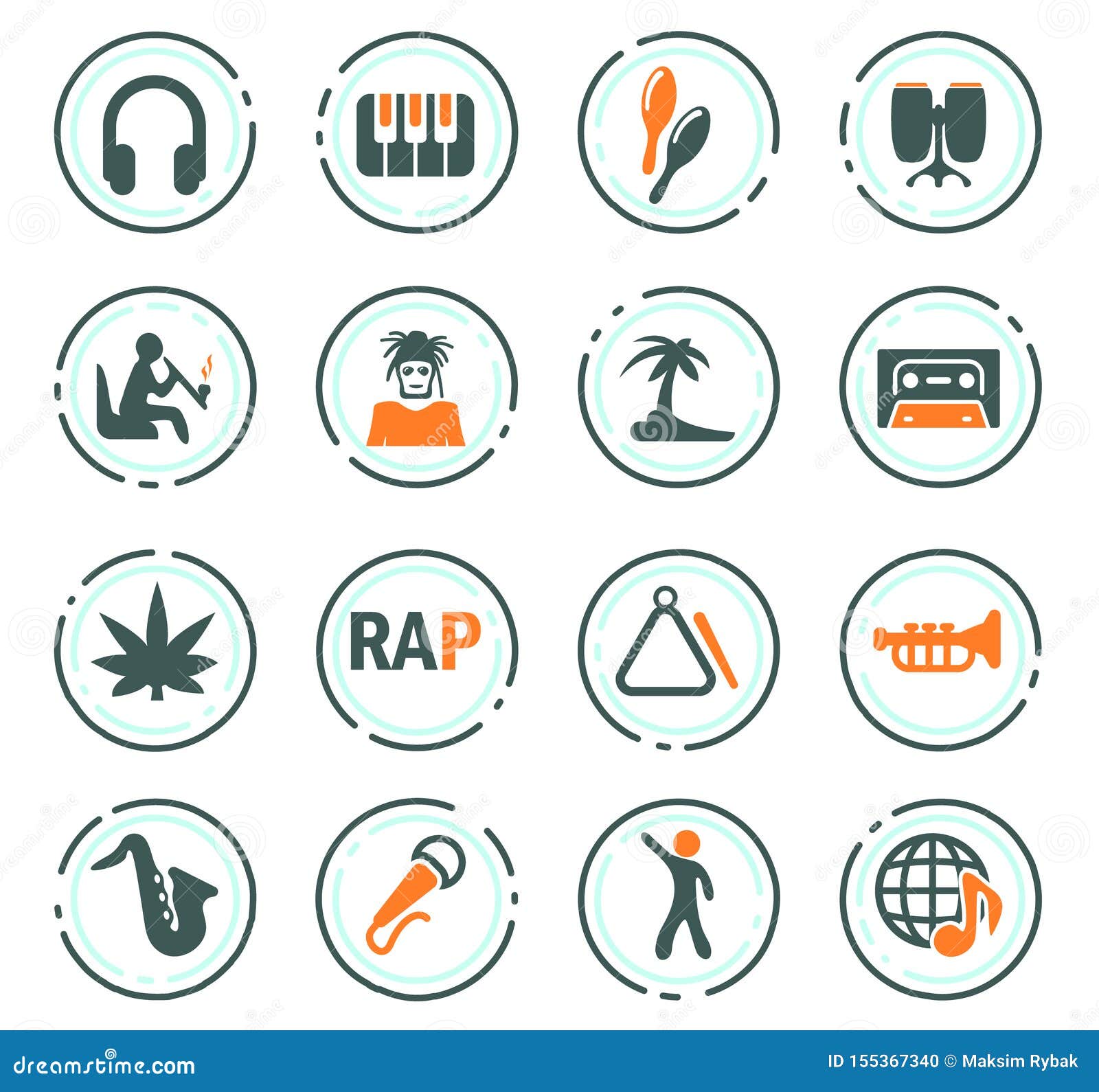 Rap Music icons set stock vector. Illustration of human - 155367340