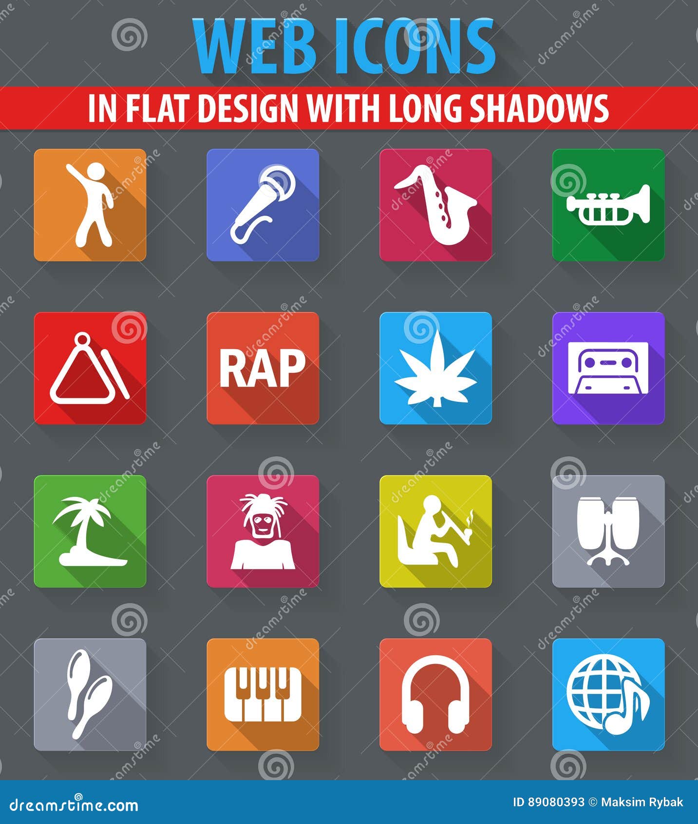 Rap Music icons set stock vector. Illustration of battle - 89080393