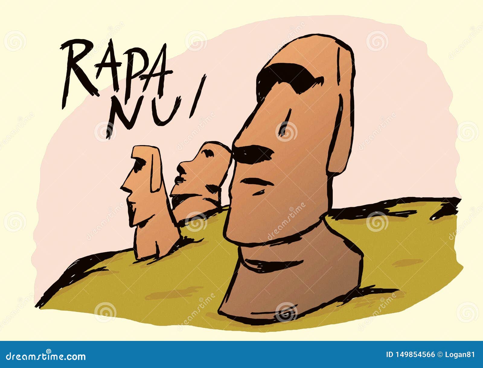 Rapa Nui vintage imag stock illustration. Illustration of ocean - 149854566