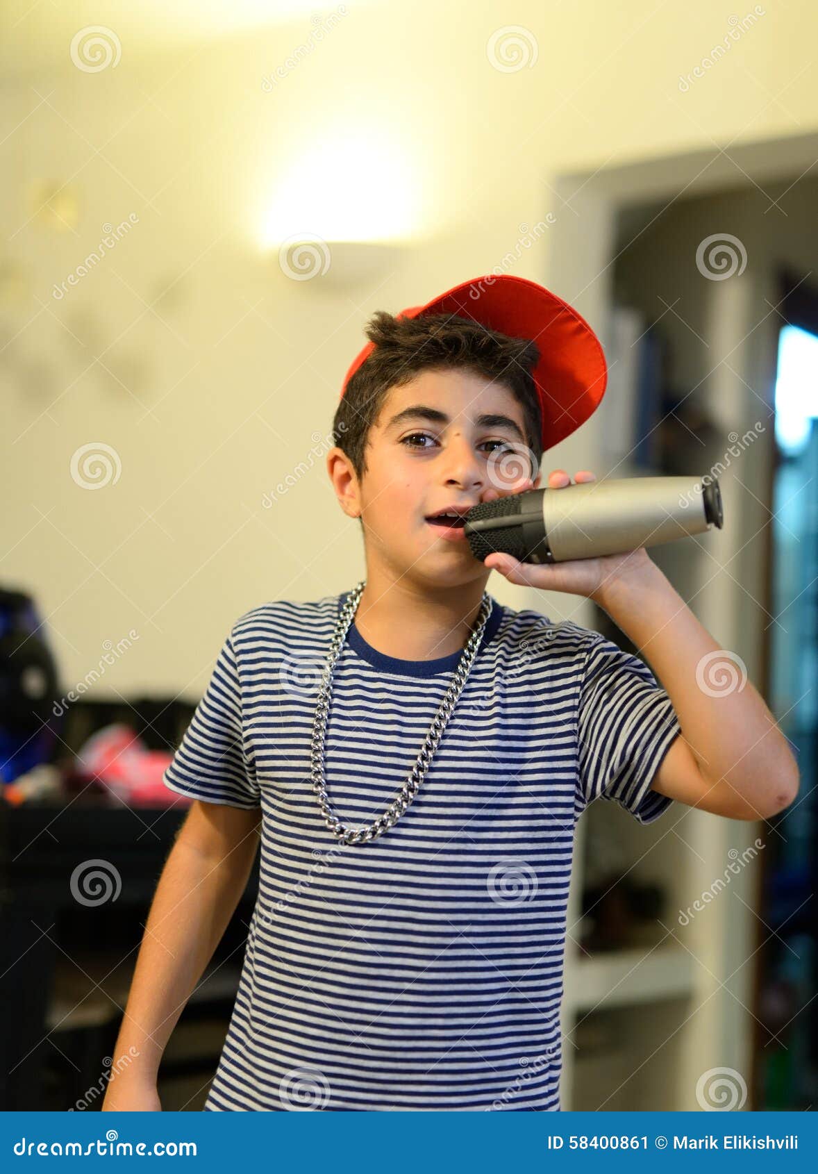 Raper Boy with microphone stock image. Image of singer - 58400861