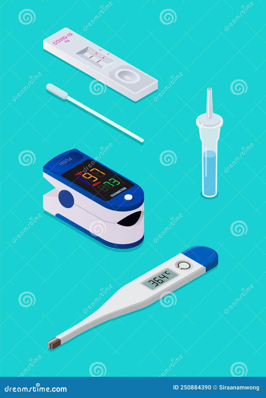 Rapid Antigen Test Kit Set Isometric View Stock Vector - Illustration ...