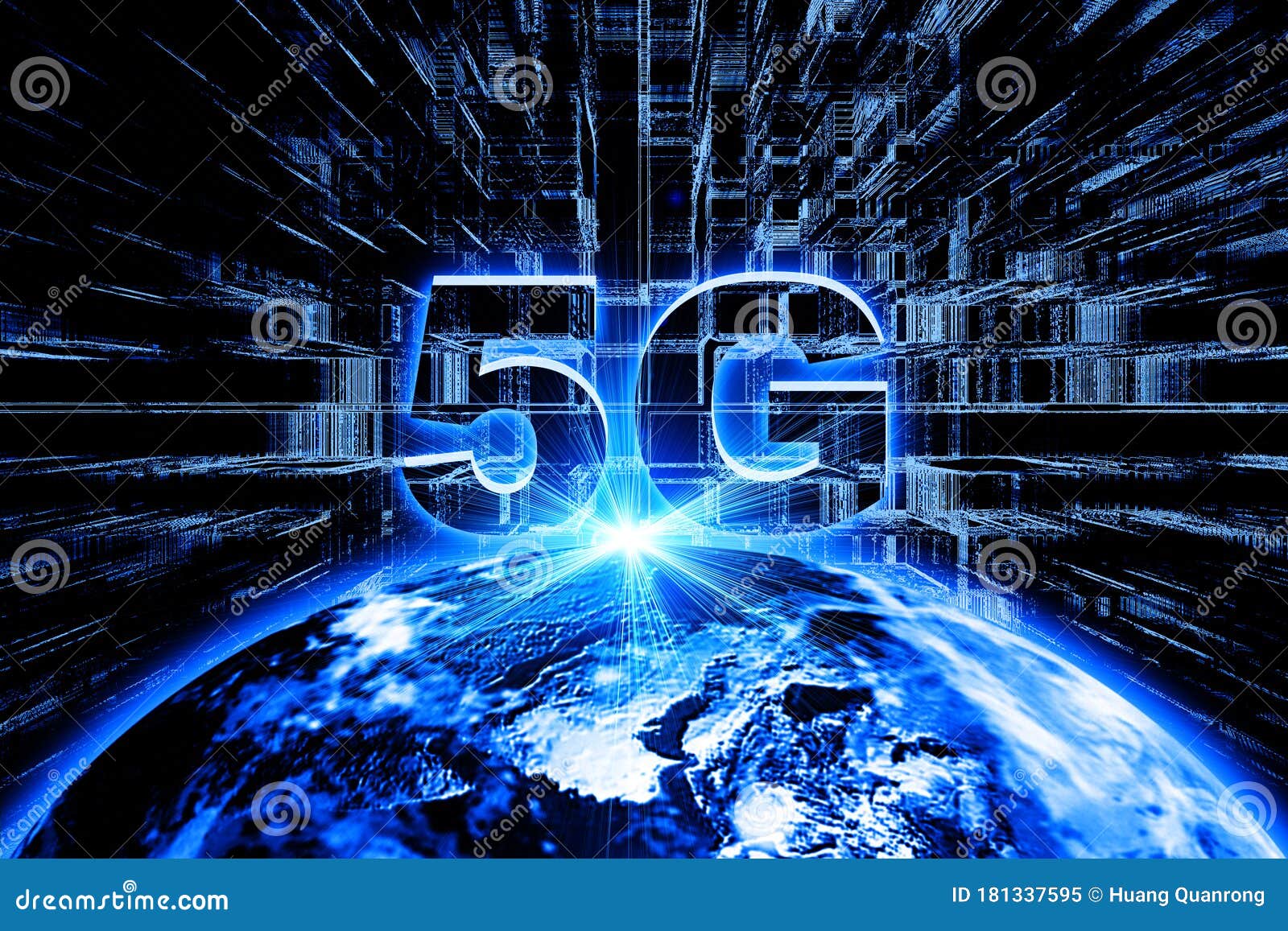 The Rapid Development of 5G Covers the Concept Map of the Earth. 3D ...