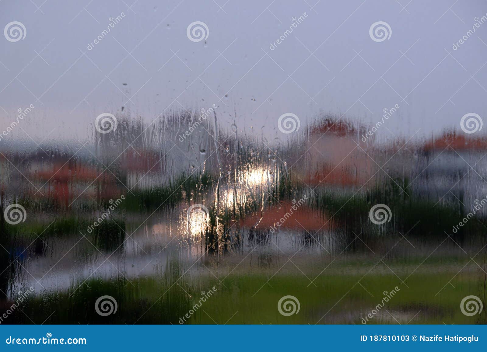 Rapid Flow of Rain Drops Falling on the Glass, Moving Raindrops on the ...