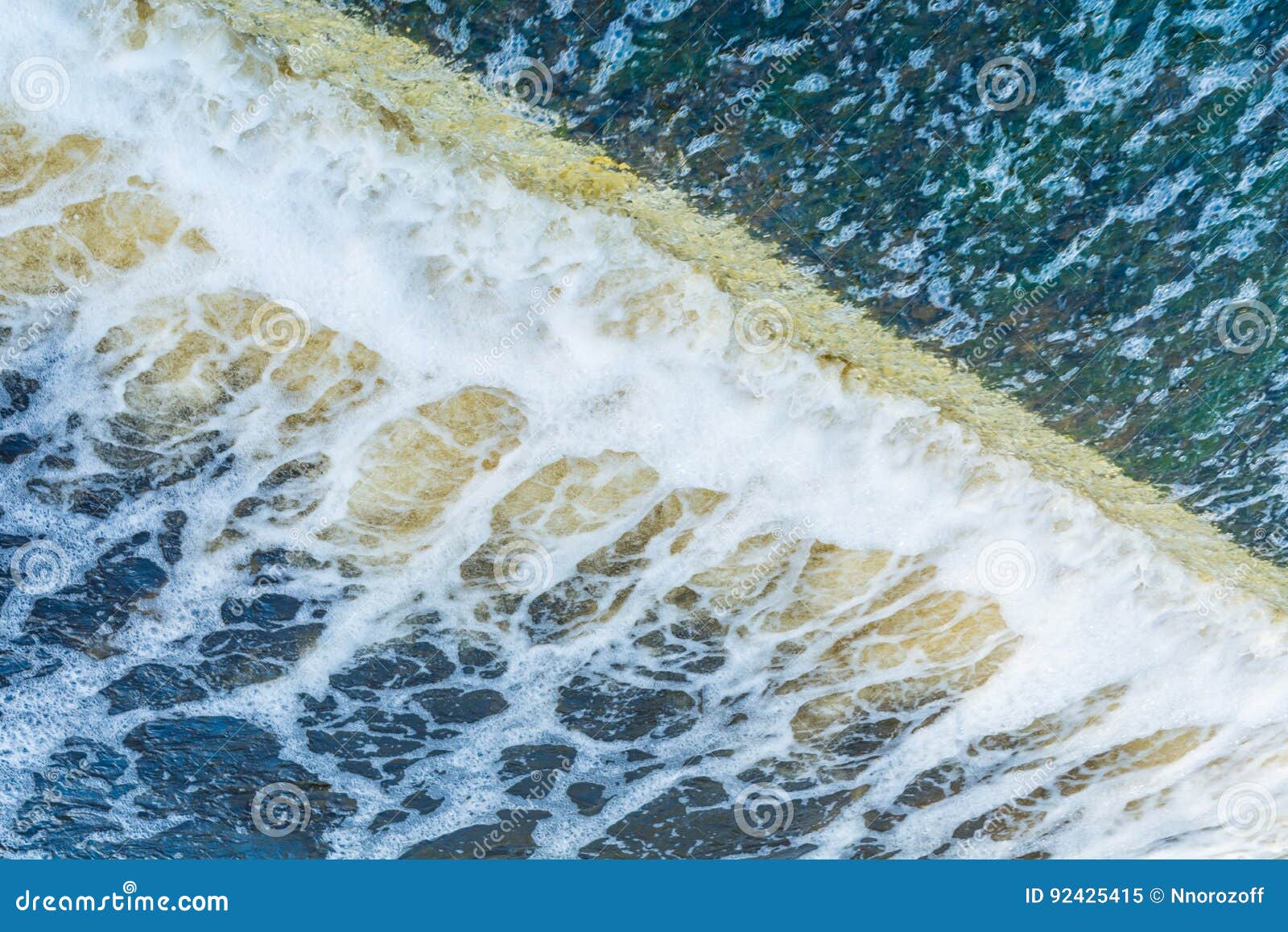 Rapid Flow of a River, a Stream of Falling Blue Water Forms a Lot of ...