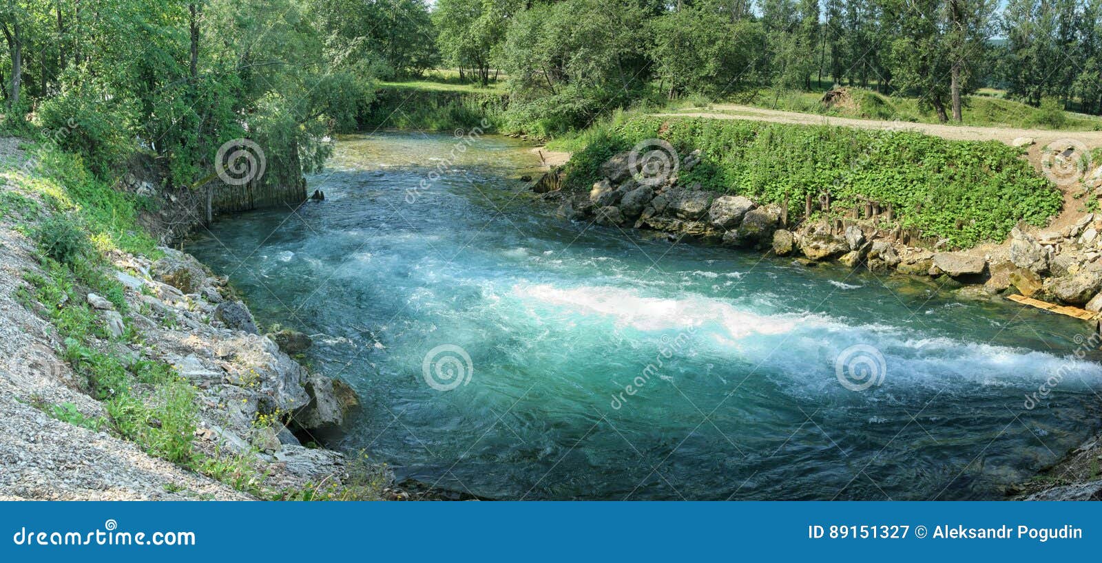 Rapid Flowing of Shallow River with Turquoise Water Stock Image - Image ...