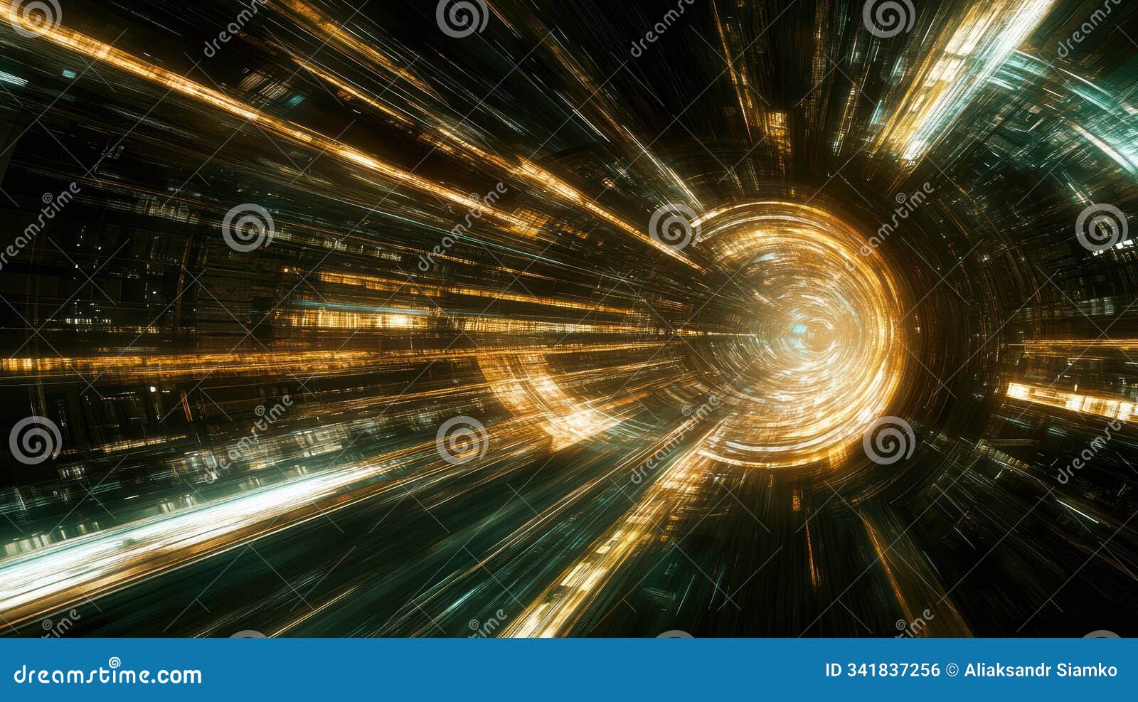 Rapid Motion Light Streaks Symbolizing Warp Speed and Technological ...