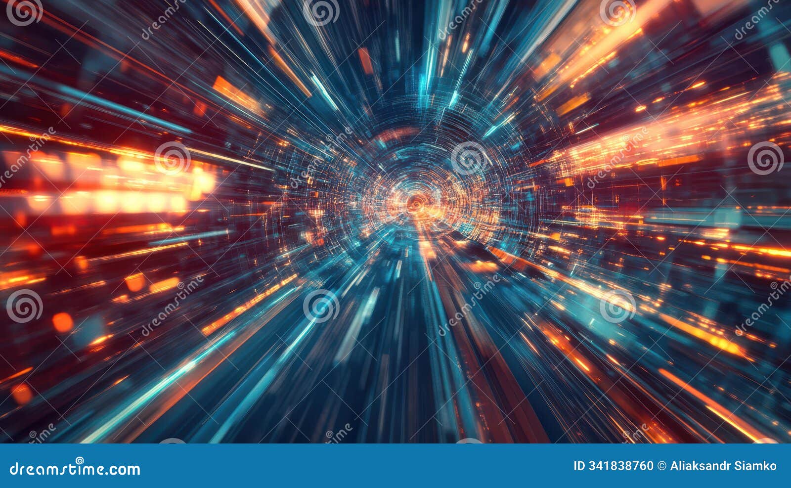 Rapid Motion Light Streaks Symbolizing Warp Speed and Technological ...