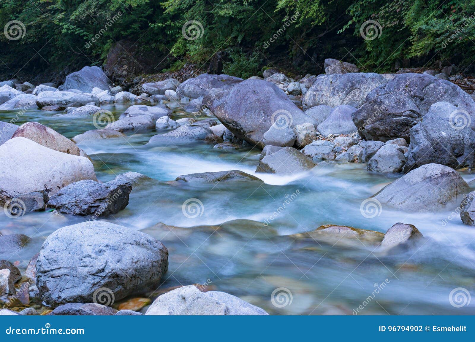 Rapid Mountain River Flowing Over Rocks Stock Photo - Image of water ...