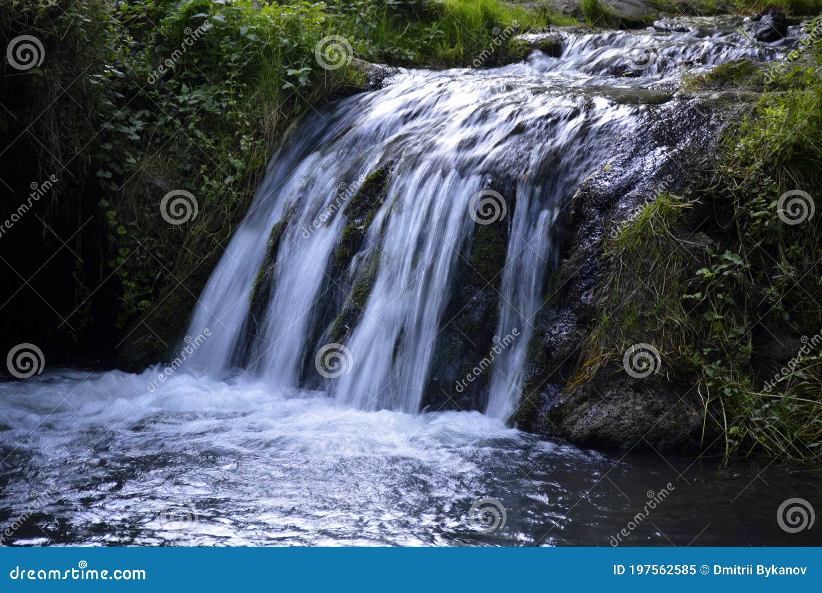 Small Waterfall in the Mountains Stock Image - Image of turns, fresh ...