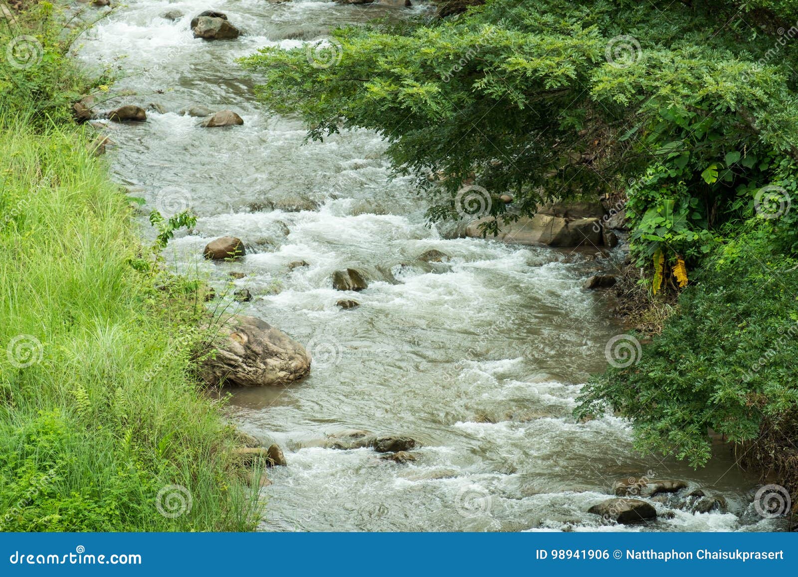 Rapid And Powerful Water Flow Between Rocks Royalty-Free Stock Photo ...