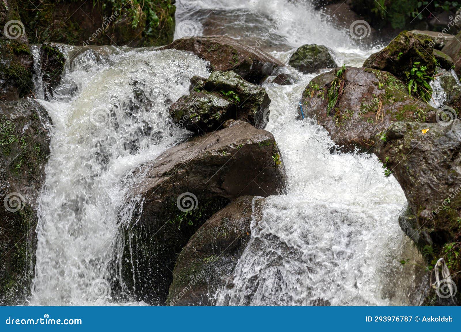 Rapid and Powerful Water Flow between Large Rocks in Cold Mountain ...