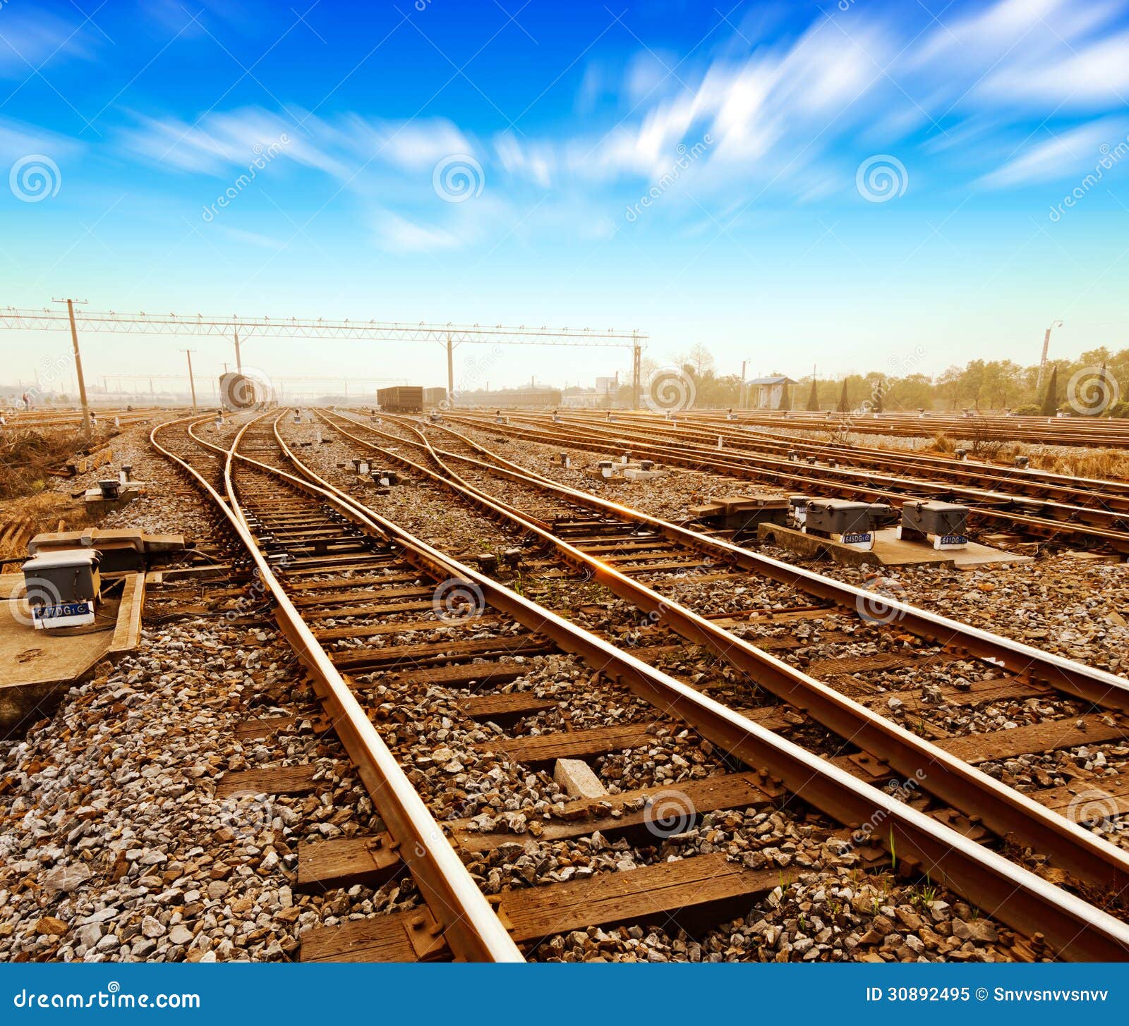 Rapid train runs on tracks stock image. Image of railway - 30892495