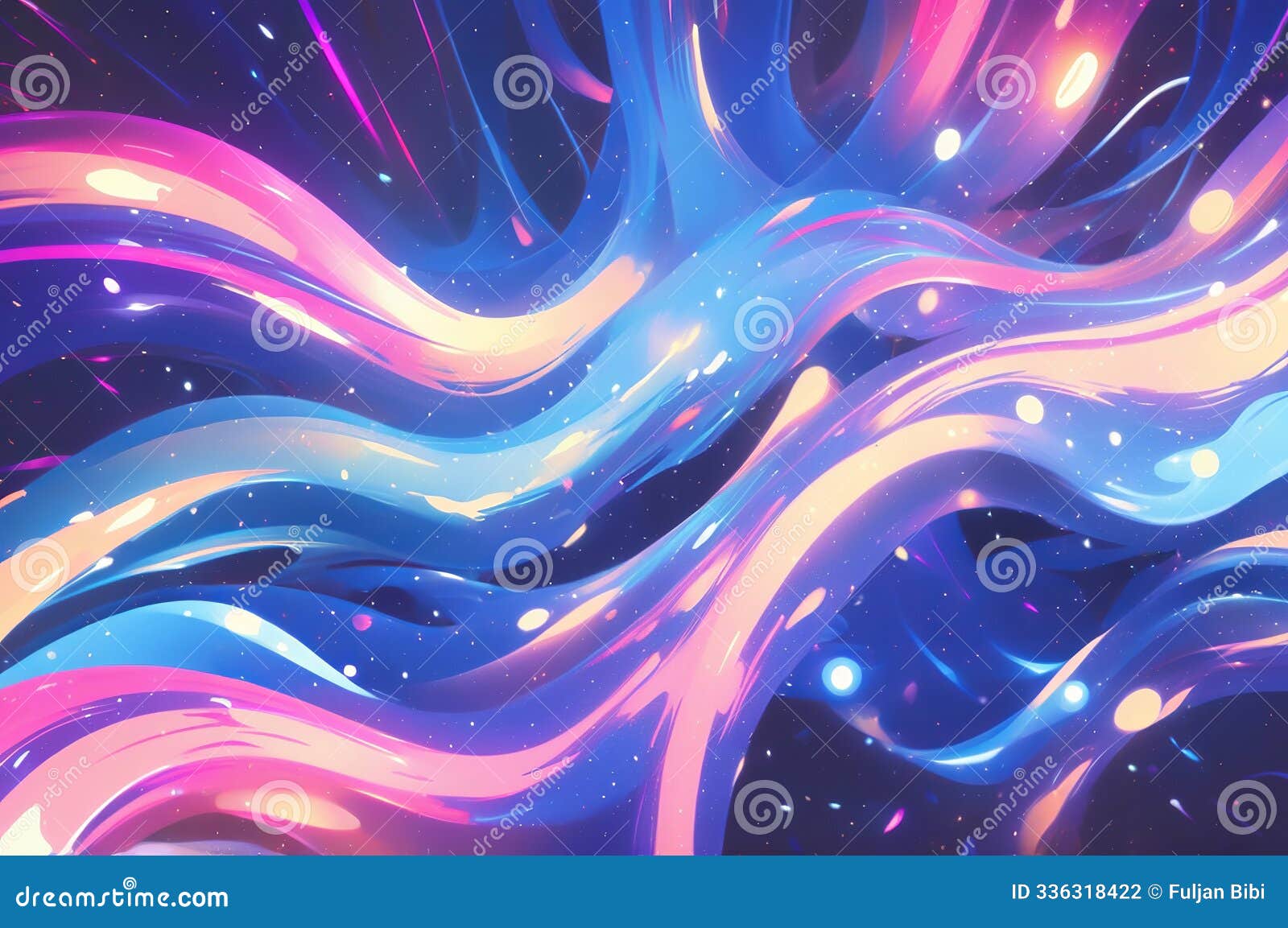 Rapid Wavy Motion Effect of Neon Glowing Streaks on a Dynamic ...