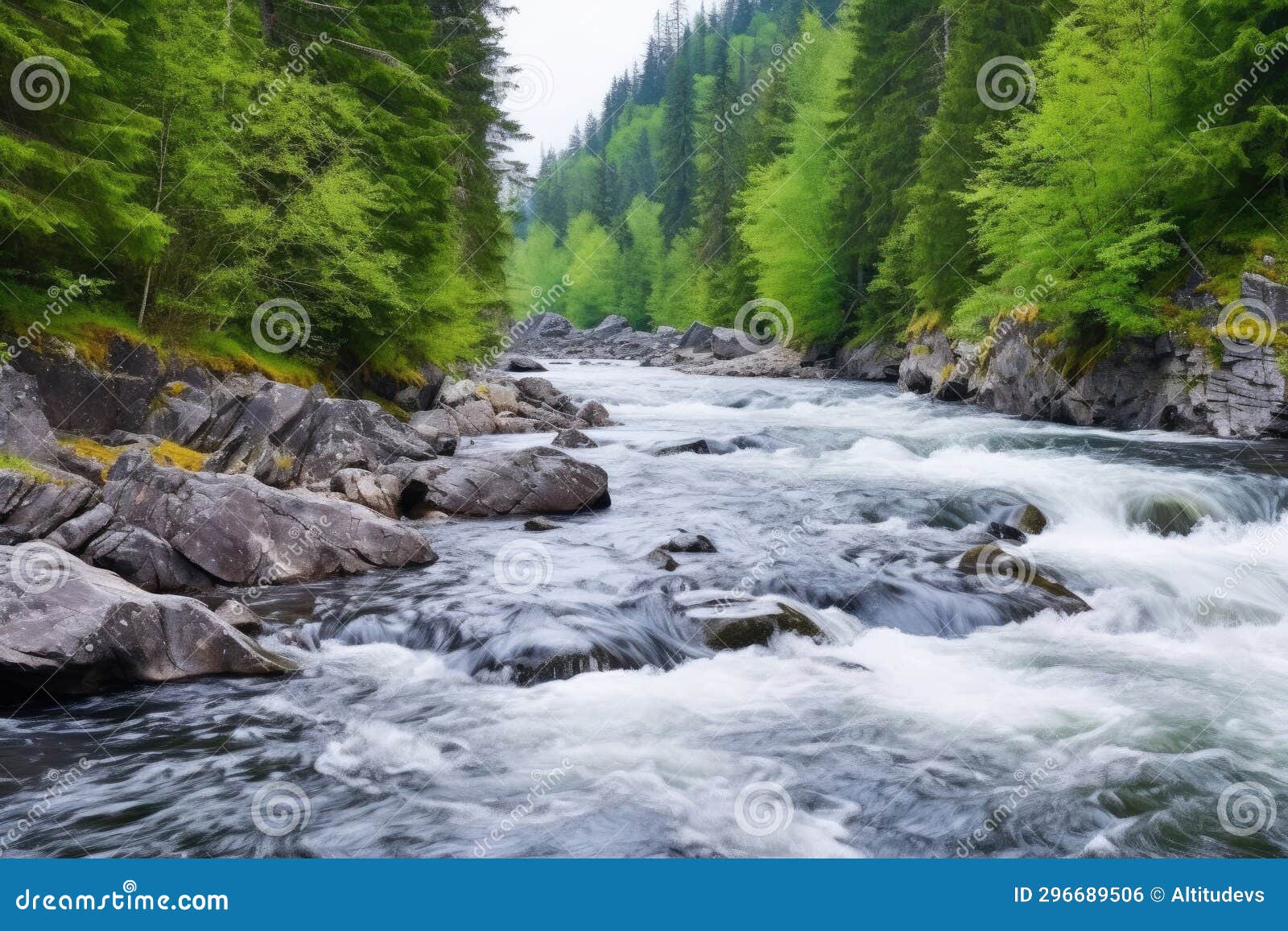Rapids Flowing in a Mountain River Stock Photo - Image of landscape ...