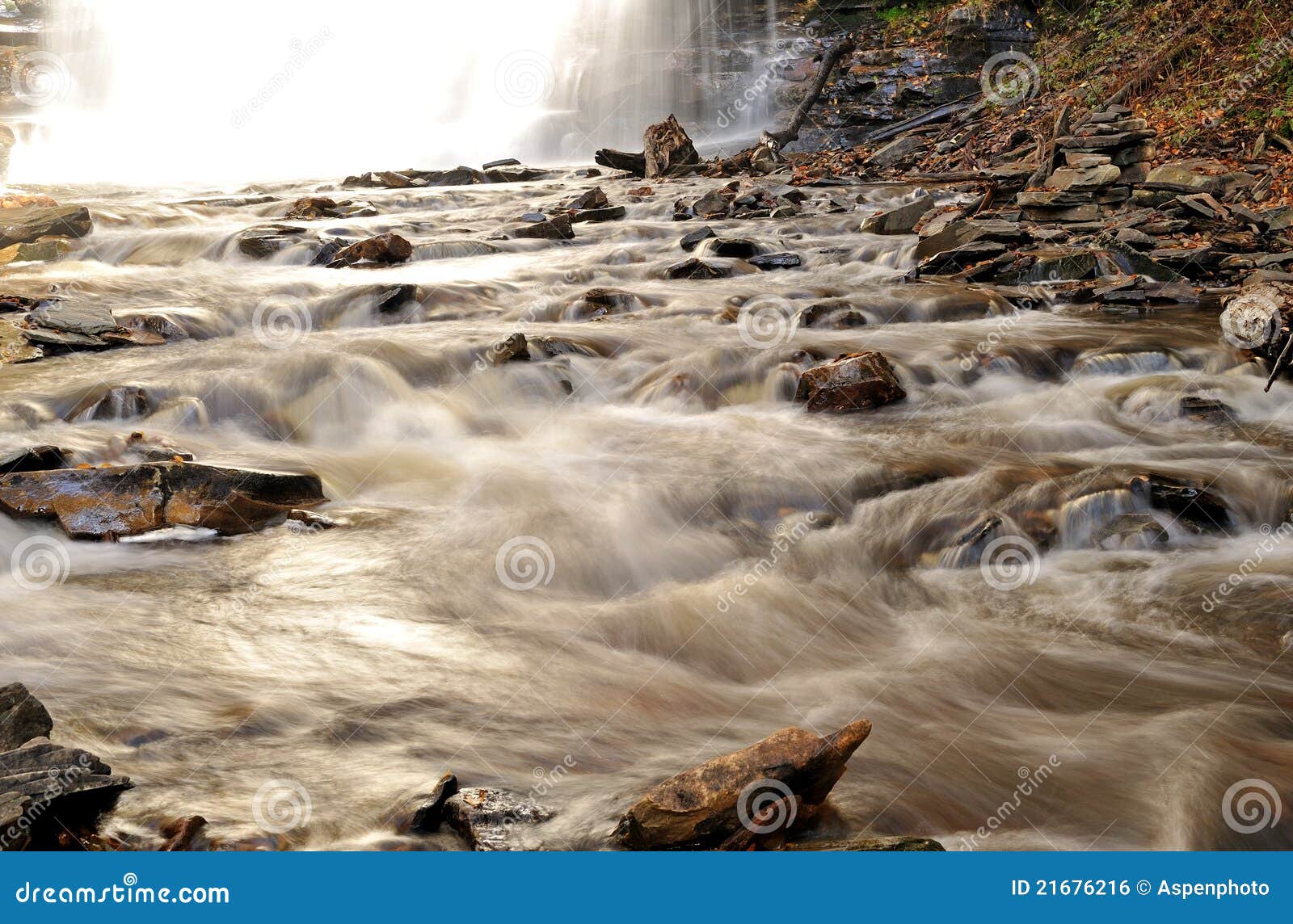 Rapids Leading Away from Waterfall Stock Photo - Image of cascade ...
