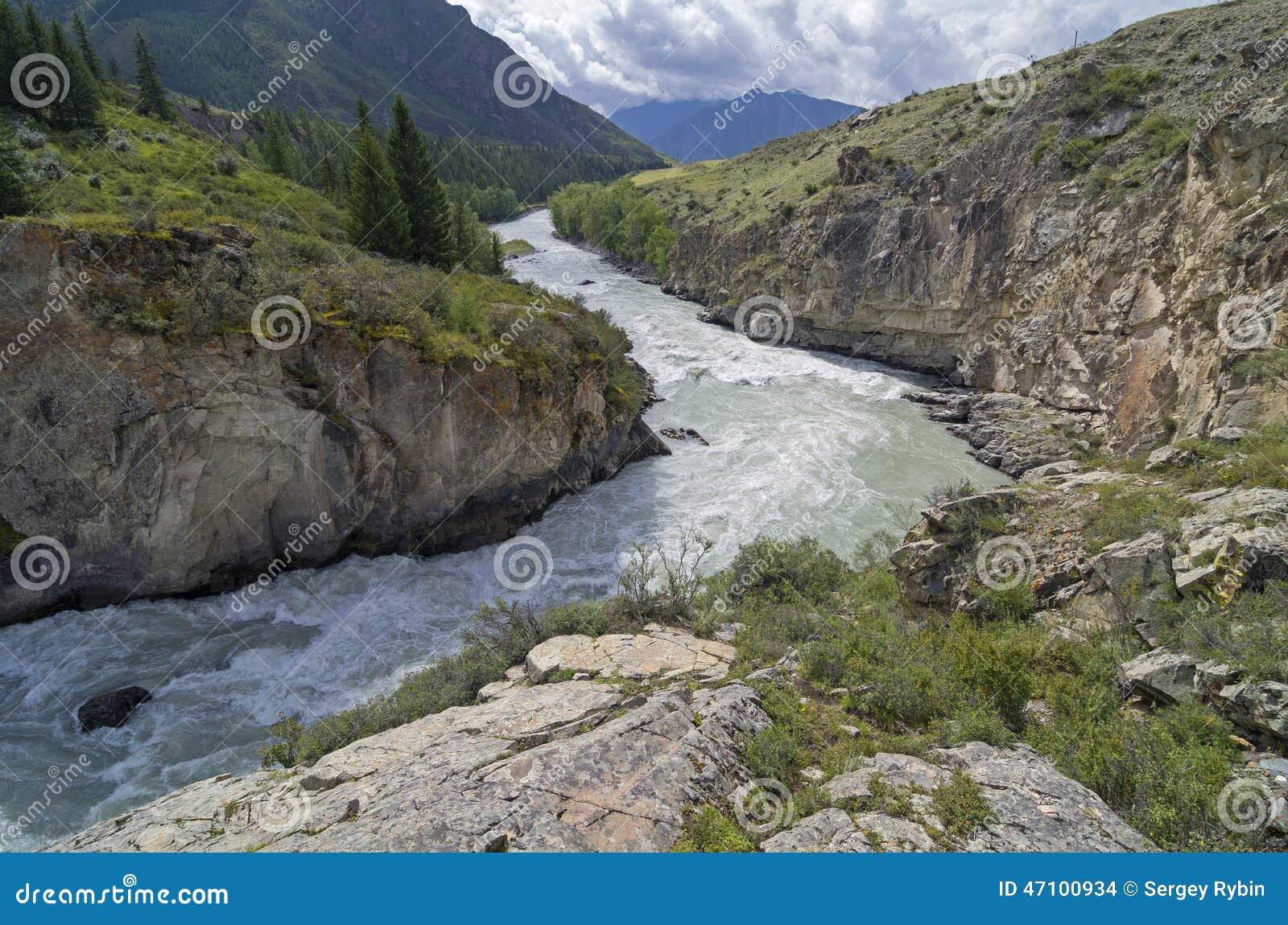 Rapids on mountain river stock photo. Image of altai - 47100934