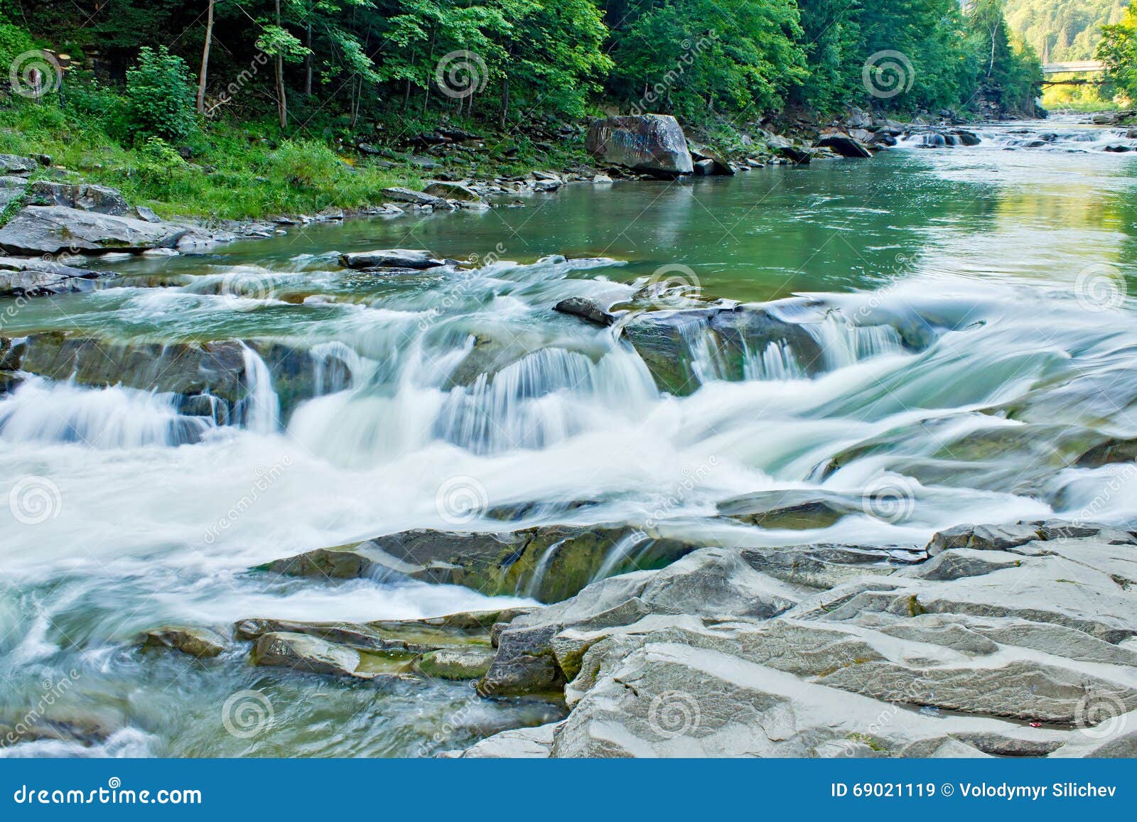 The Rapids on the Mountain River in Summer Stock Image - Image of ...
