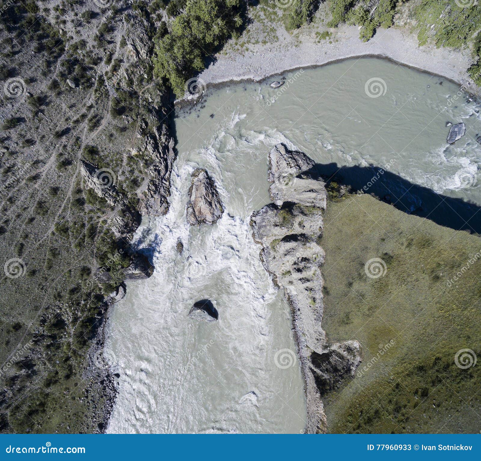 The Rapids on the Mountain River Stock Image - Image of scenery, snow ...