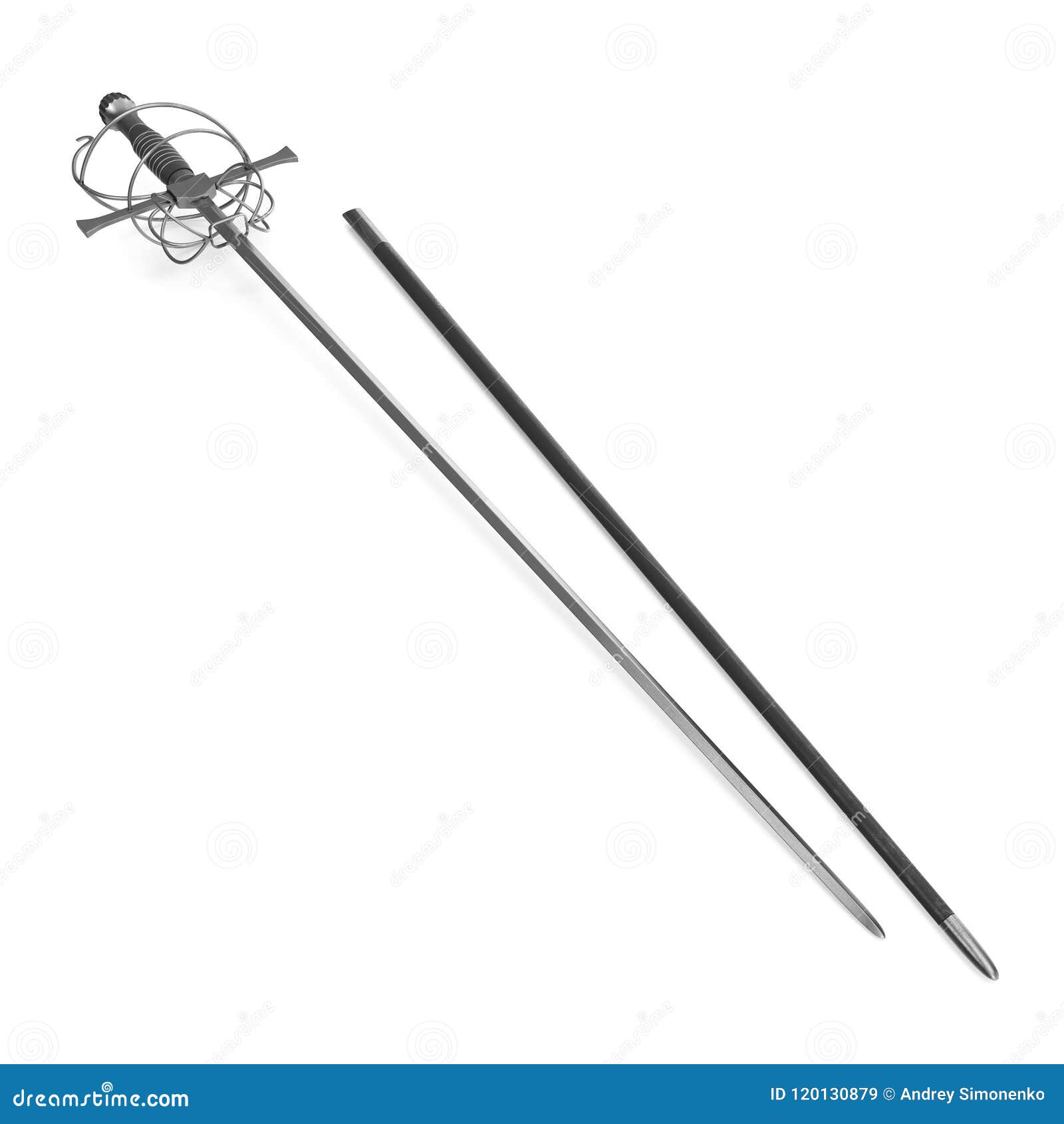Rapier With Sheath On White. 3D Illustration Stock Illustration ...