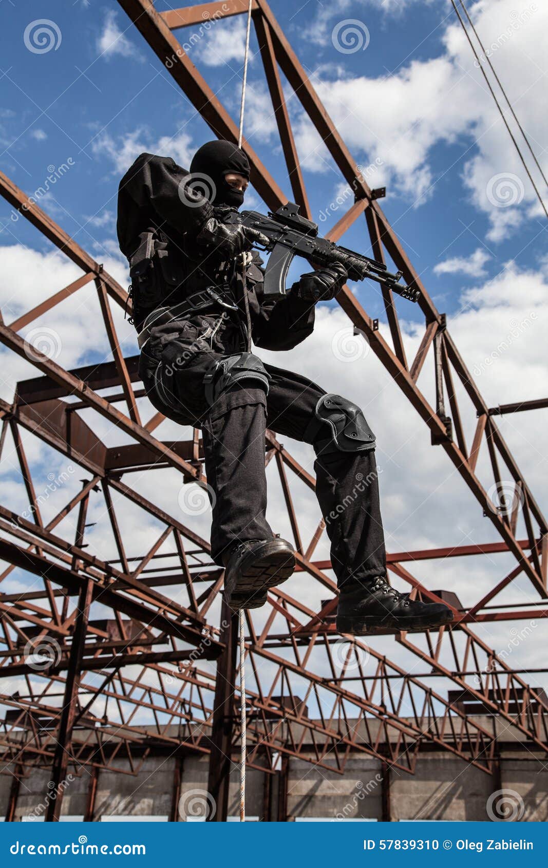 Rappeling assault stock photo. Image of fastroping, assault - 57839310