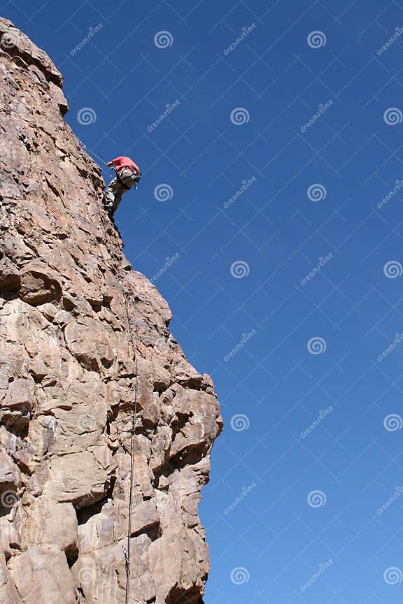 Rappelling a Stone Cliff stock image. Image of blue, active - 3441497