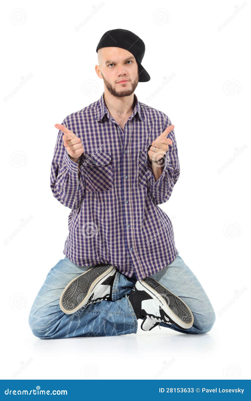 Rapper Kneels With Splayed Feet Stock Photos - Image: 28153633