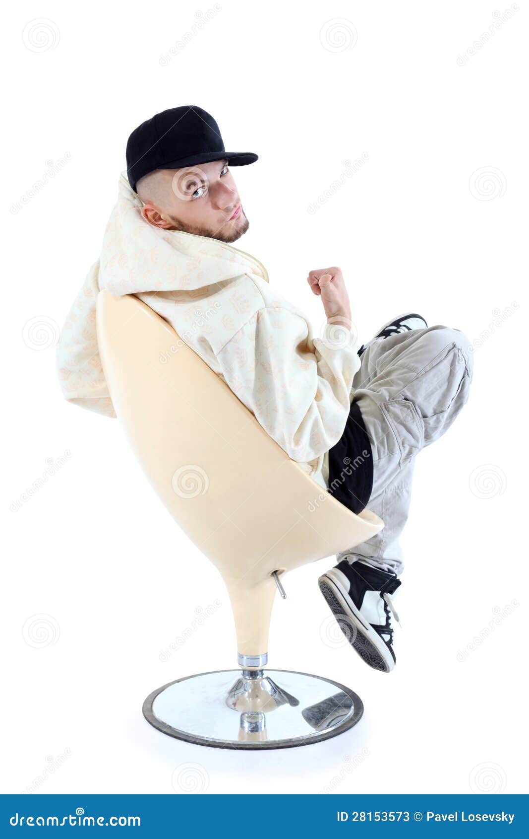 Rapper Sits On Chair And Looks At Camera Stock Photography ...