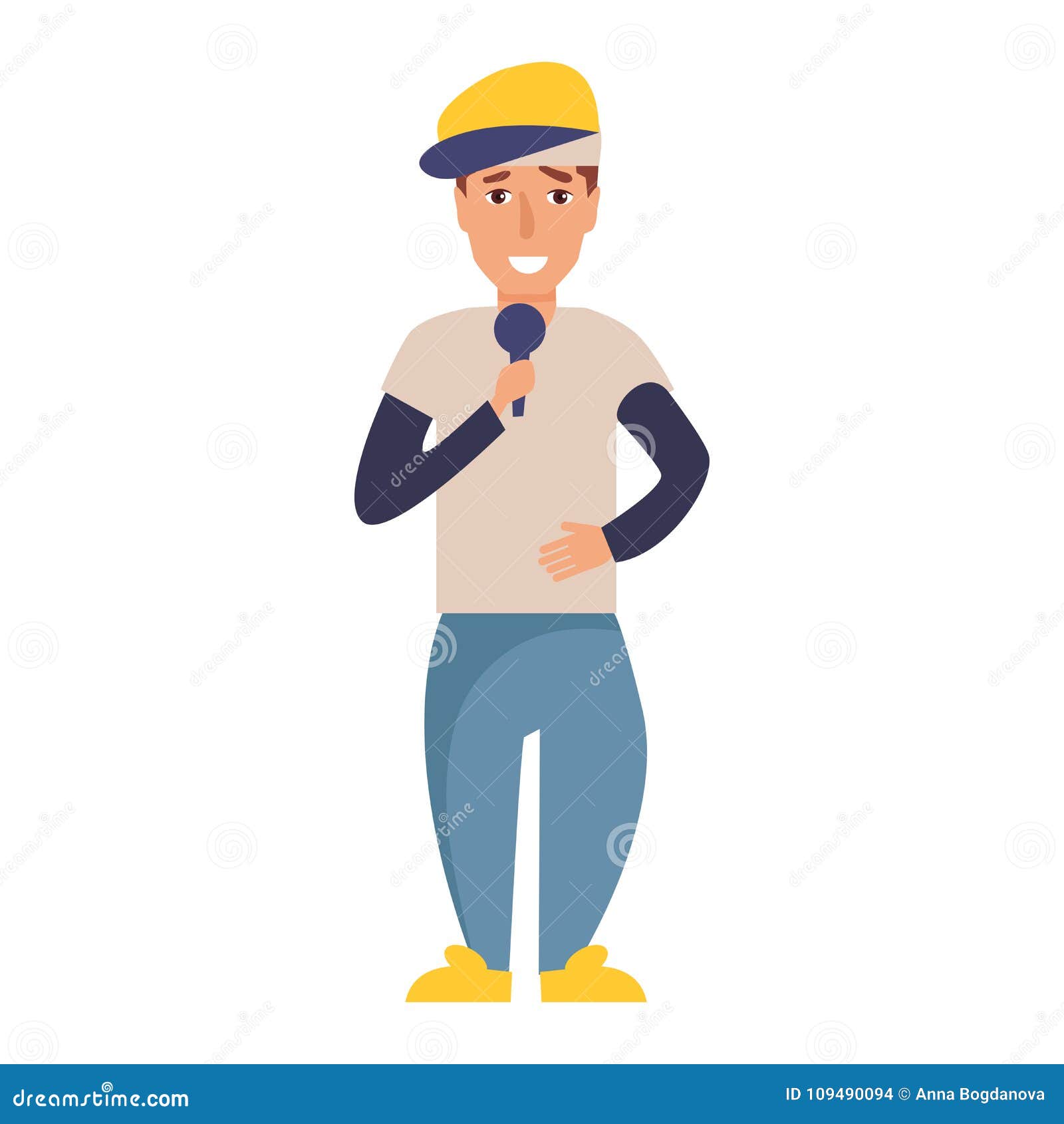 Rapper Man Vector. Rappers Style Clothing. Isolated Flat Cartoon ...