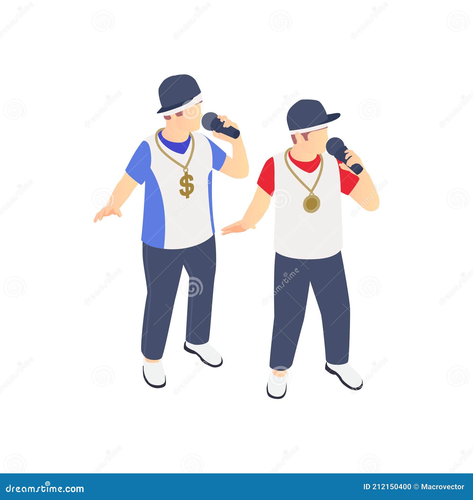 Isolated Set Of Rappers With Microphones Singing On Concert Stage ...