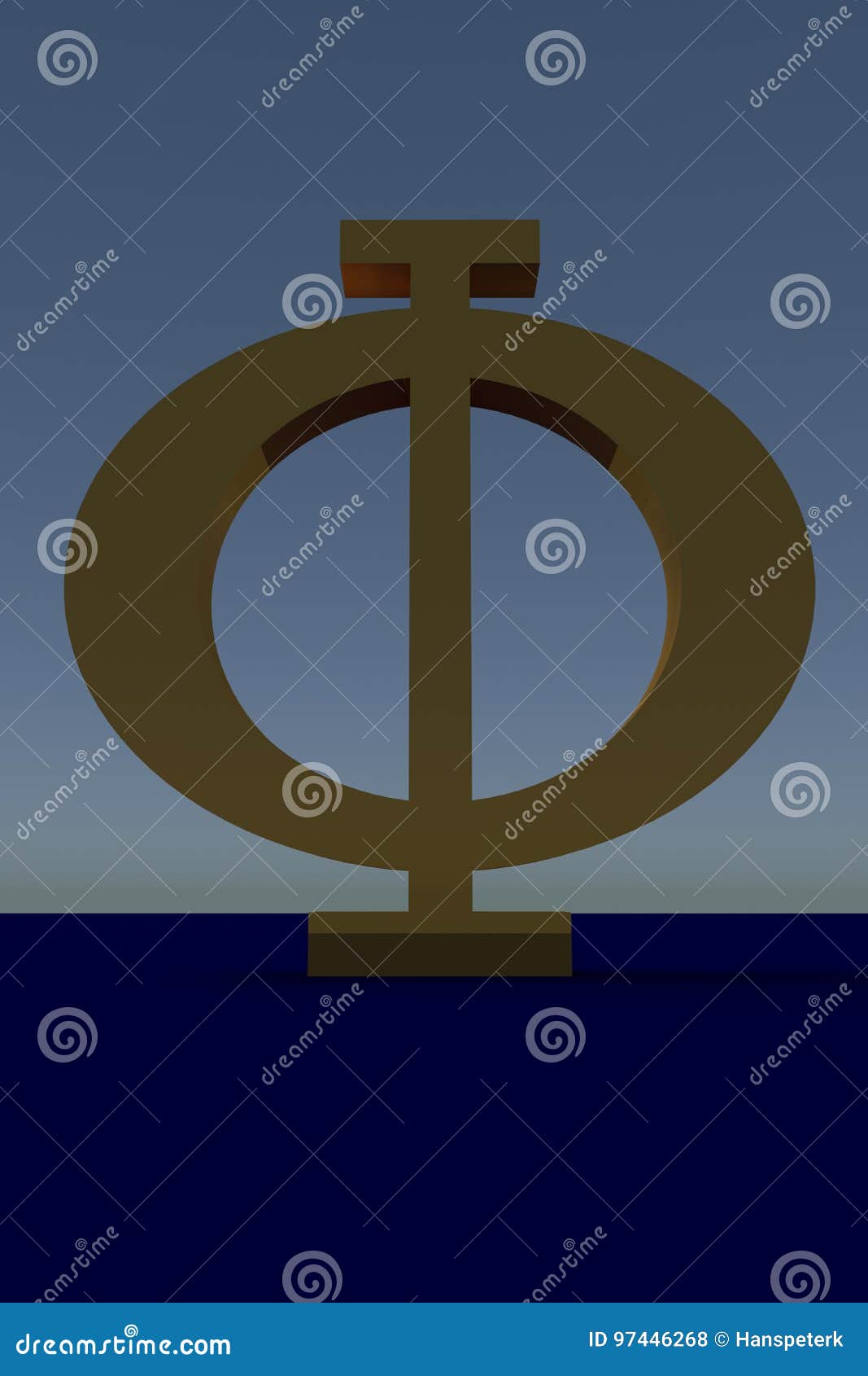 Rappresentazione 3D Di Una Lettera Capitala Greca Del PHI Illustrazione ...