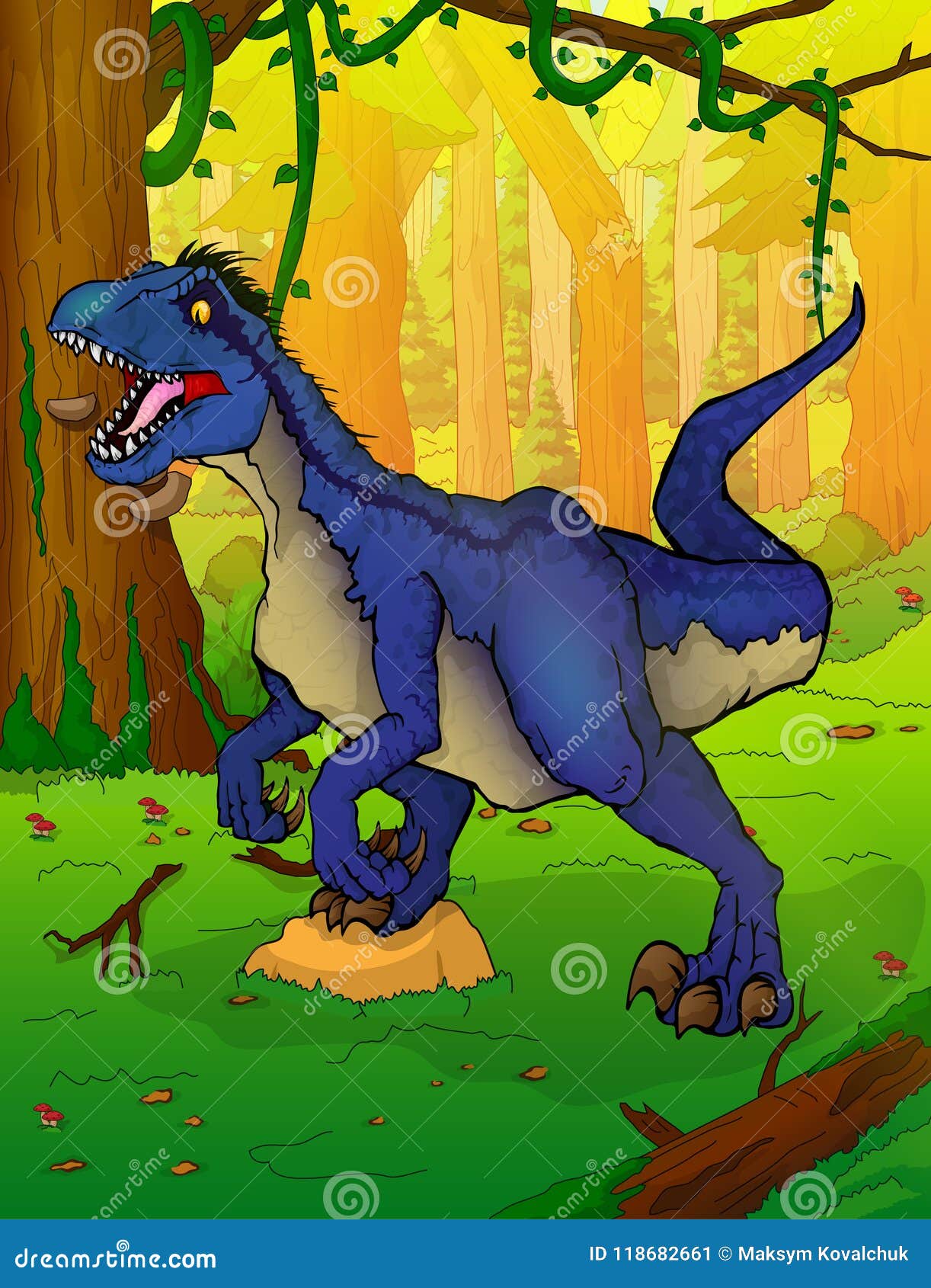 Raptor on the Background of Forest Stock Vector - Illustration of claw ...