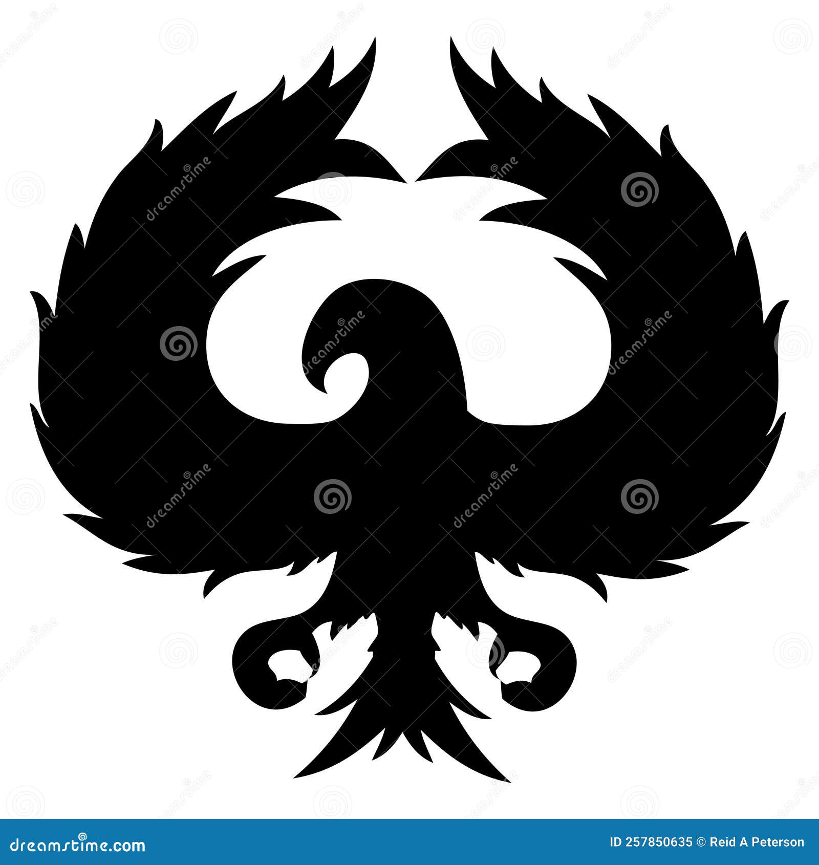 Raptor Bird Hawk Eagle Silhouette Spread Wings Stock Illustration ...