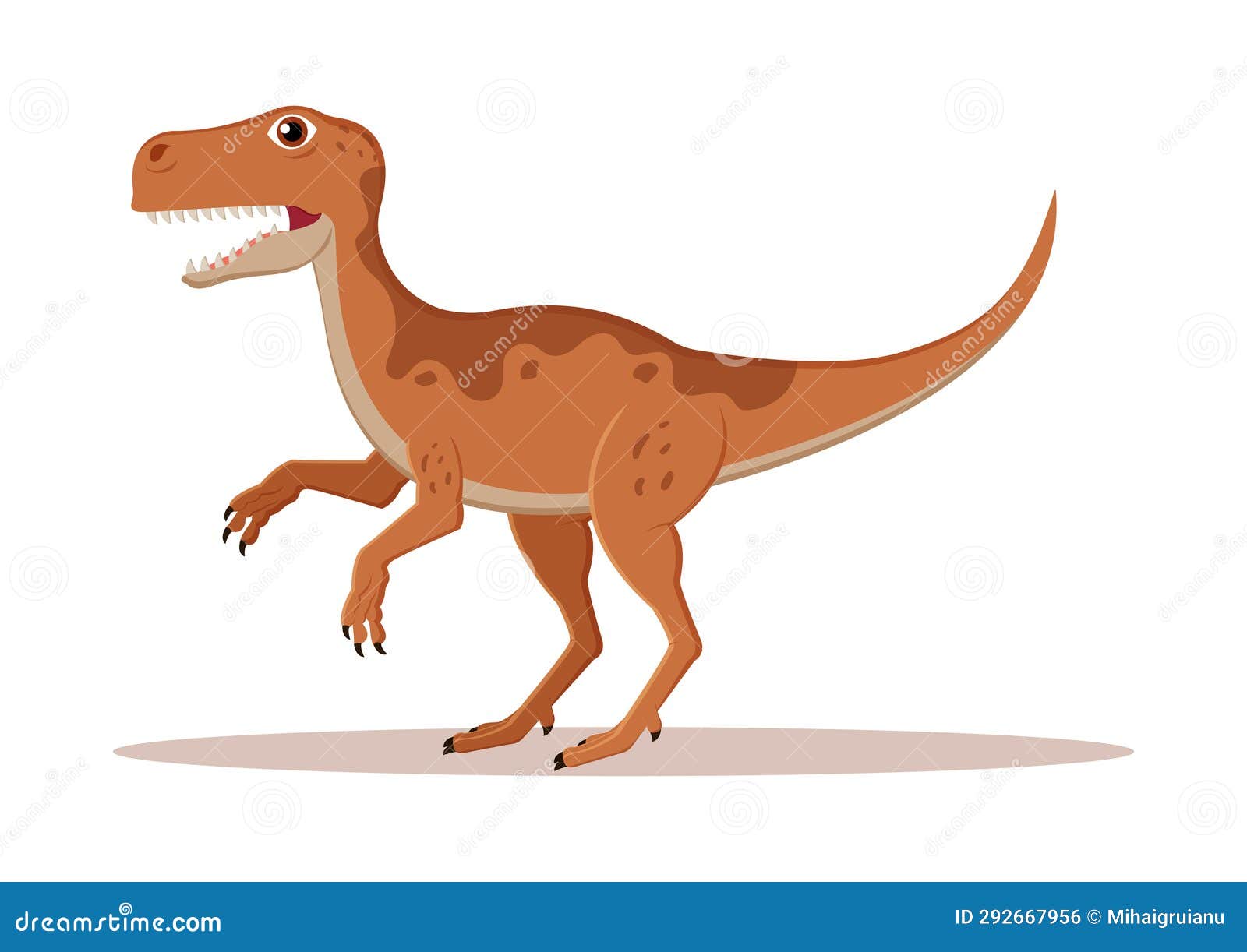 Raptor Dinosaur Cartoon Character Vector Illustration Stock Vector ...