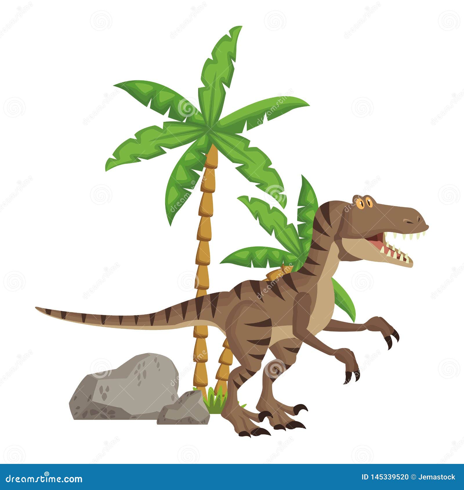 Raptor dinosaur cartoon stock vector. Illustration of monster - 145339520