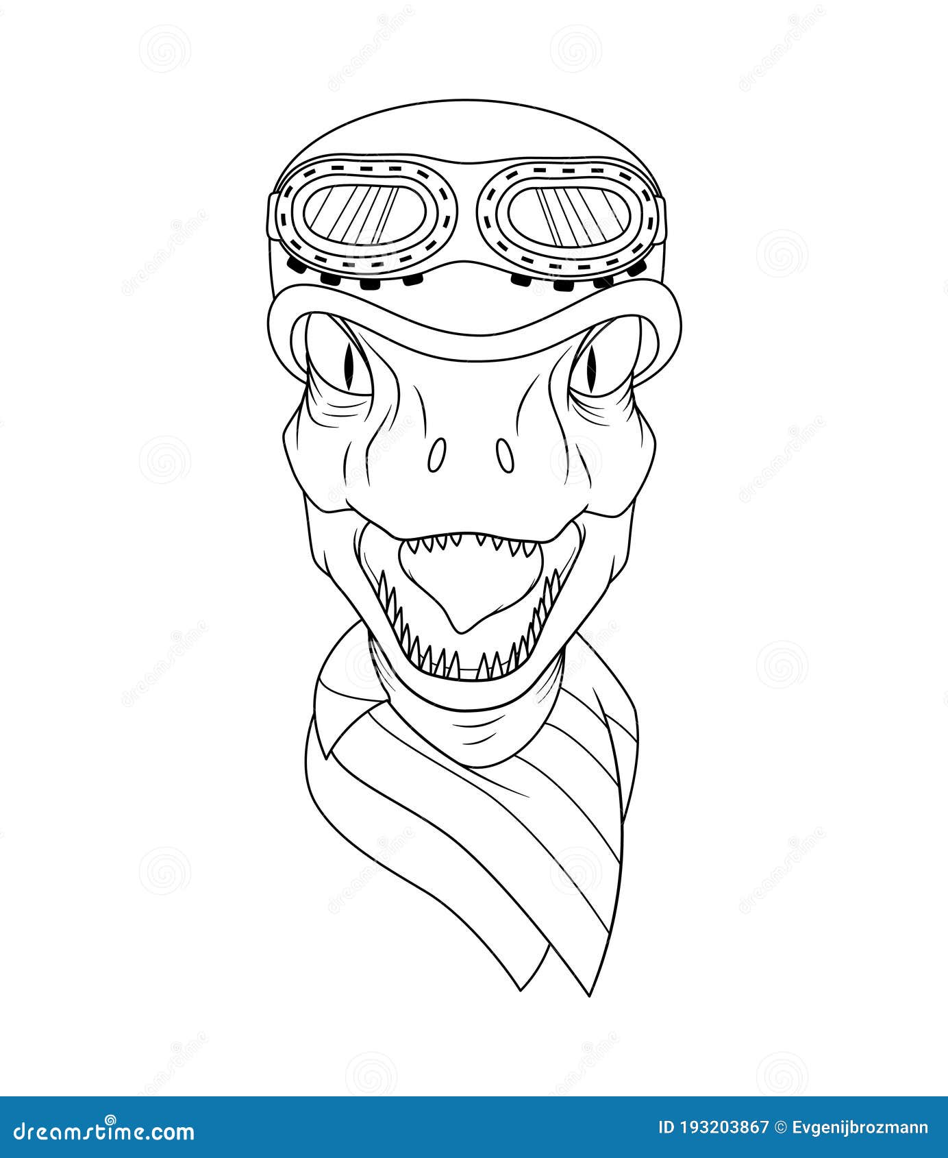 Biker Raptor Head with Helmet and Googles and Bandana on Neck ...