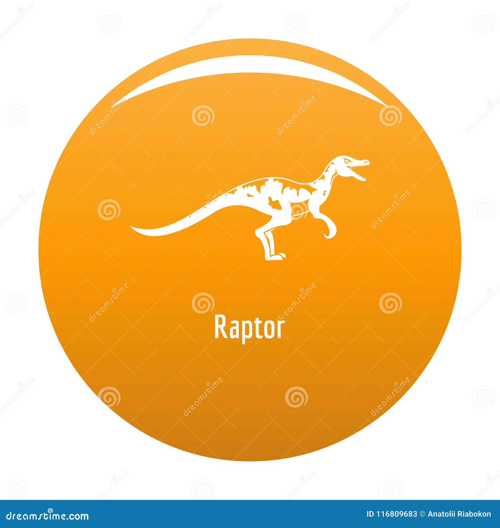 Raptor icon vector orange stock vector. Illustration of dino - 116809683