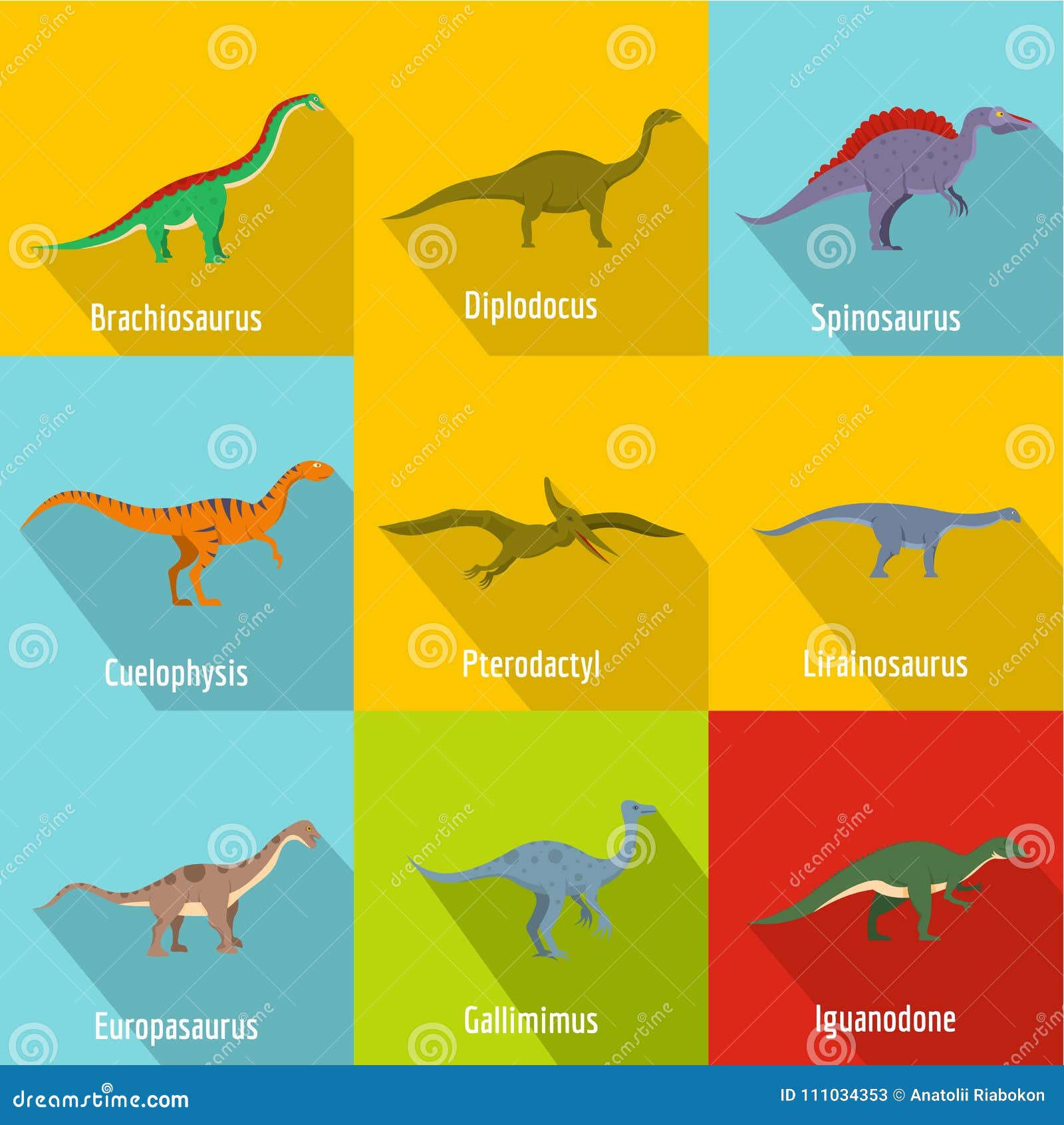Raptor Icons Set, Flat Style Stock Vector - Illustration of line ...