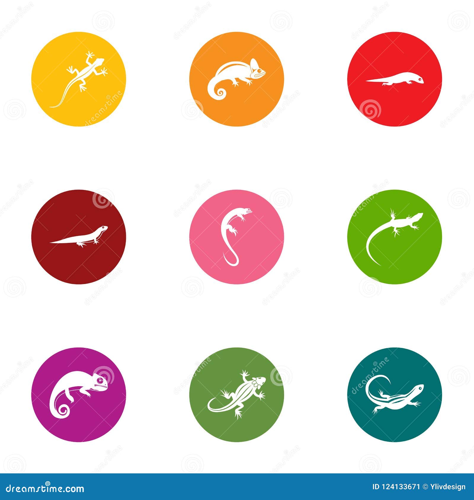 Raptor Icons Set, Flat Style Stock Vector - Illustration of exotic ...
